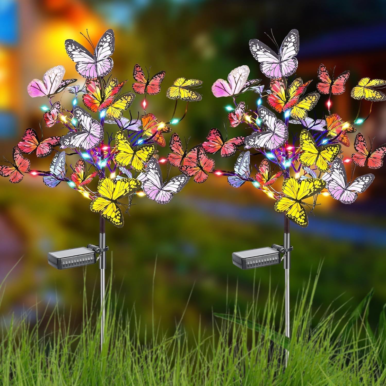 Amazon.com : Solar Lights Outdoor Garden Decor: 2 Pack of 34 Butterfly ...