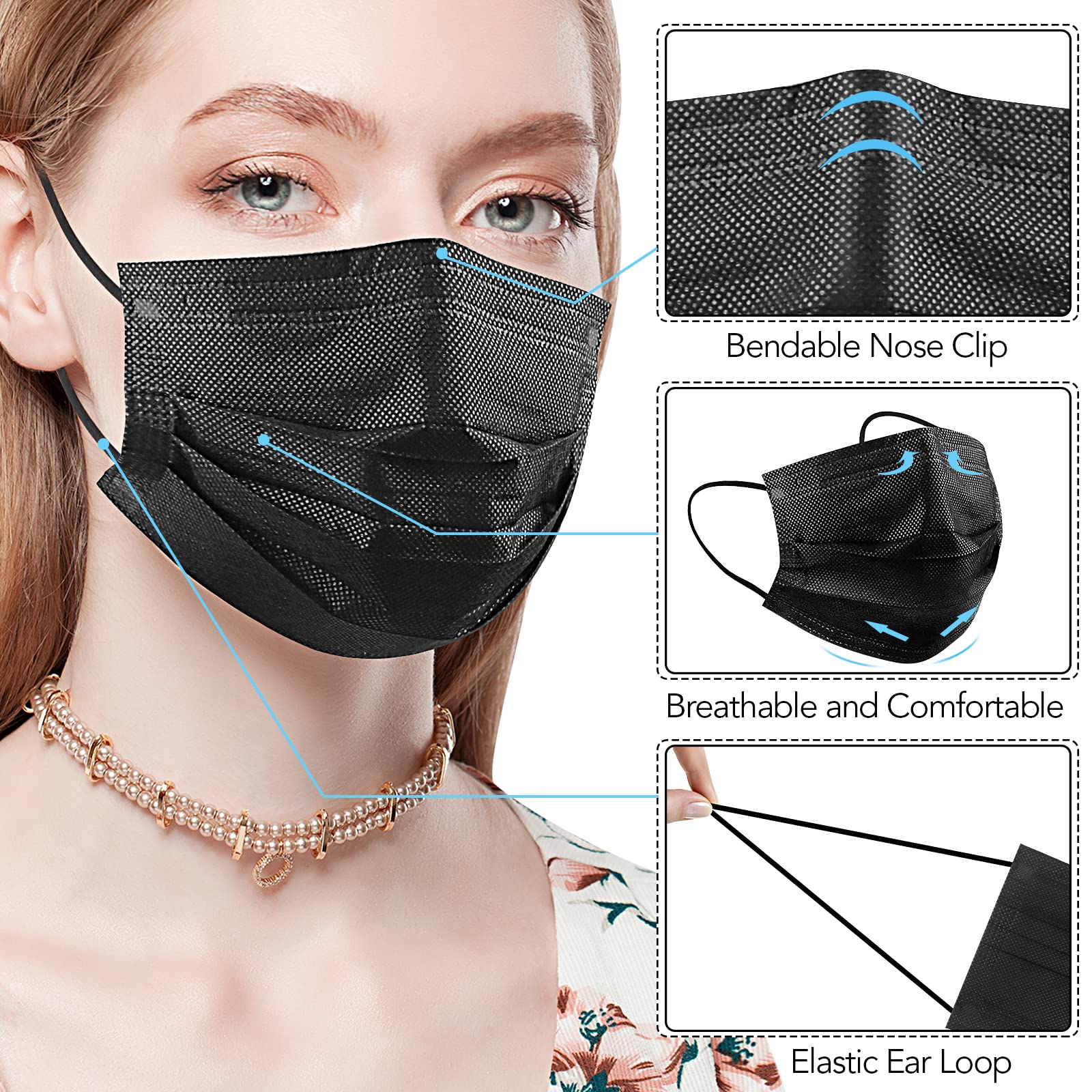Snapklik.com : Black Disposable Face Masks