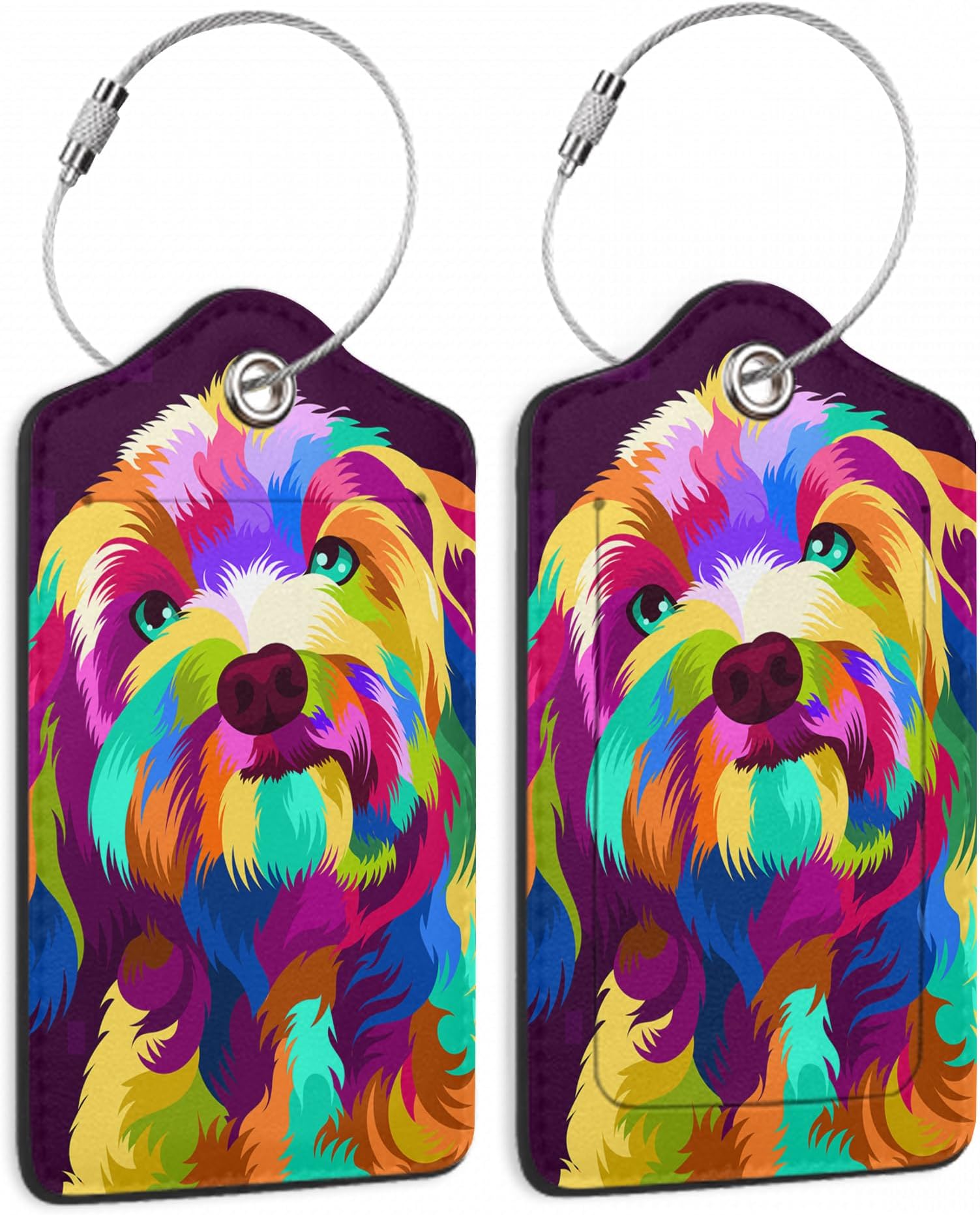 Amazon.com: Luggage Tags for Suitcase,2 Pack Colorful Dog Abstract ...