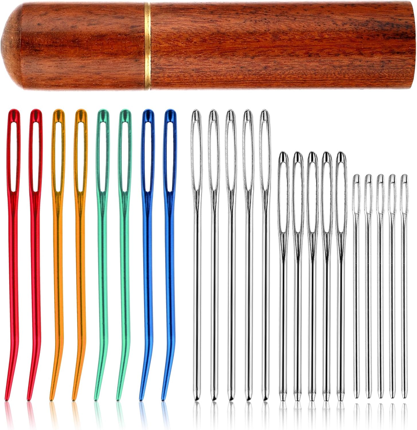 Prasacco Stainless Steel Large Eye Sewing Needles Kit, 23 Pieces Bent ...