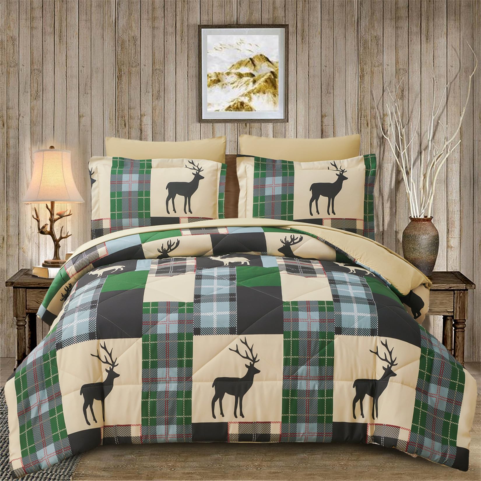 Amazon.com: Smuge Lodge Moose Comforters King Size Set - 7 Pieces ...