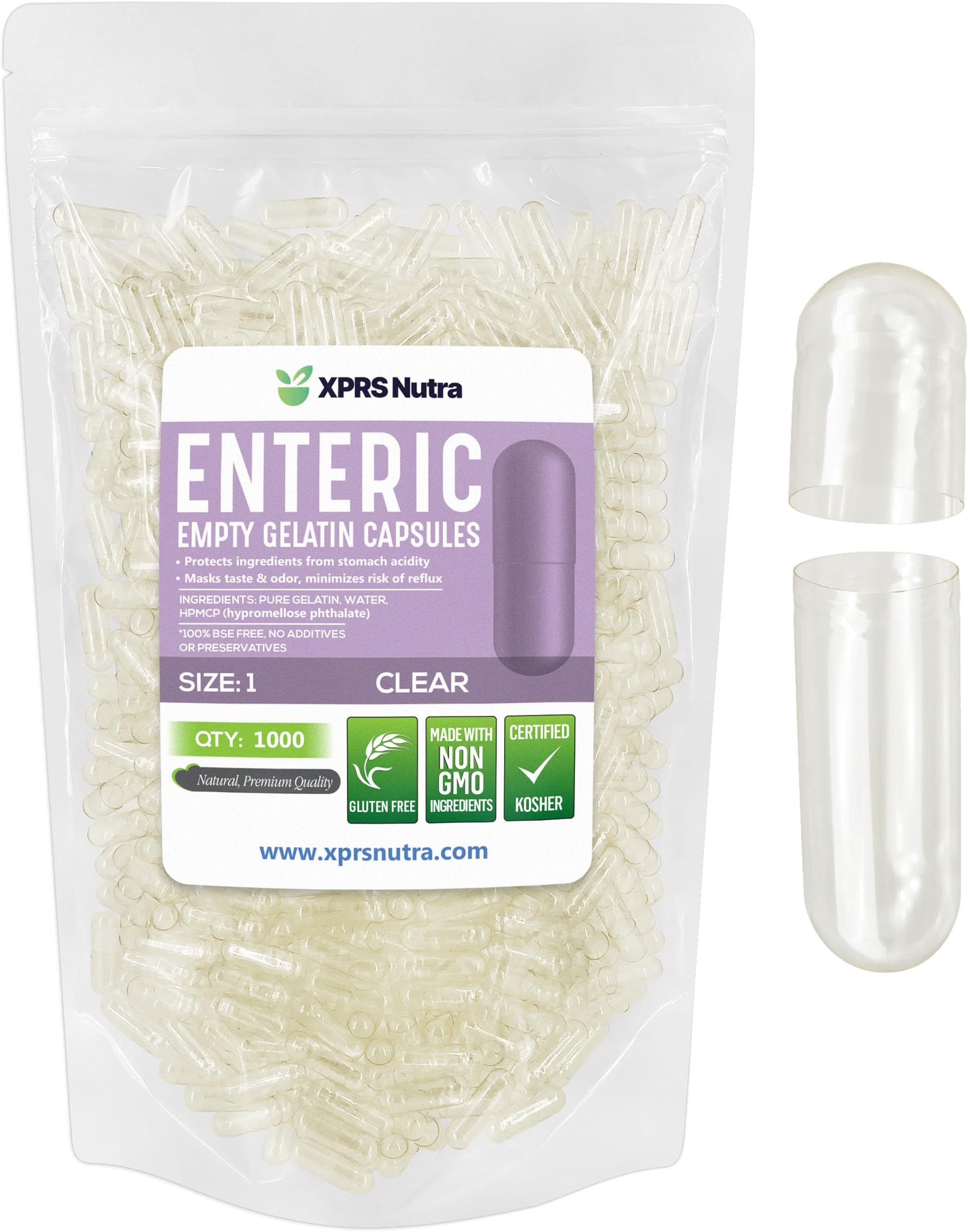 Amazon.com: XPRS Nutra Size 00 Empty Capsules - 1000 Count Clear ...