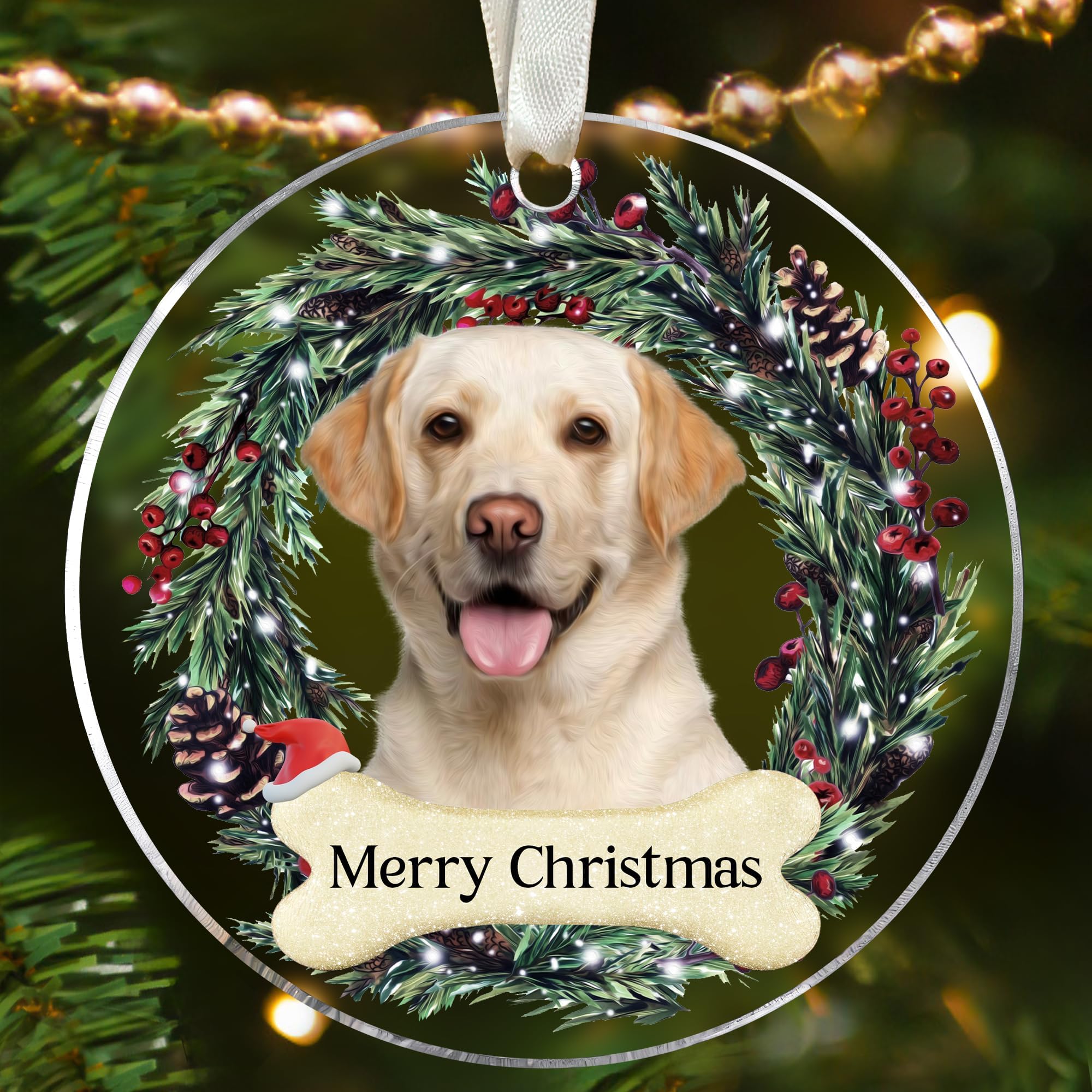 Amazon.com: Kurt S. Adler Yellow Lab Labrador Wearing Santa Hat with ...