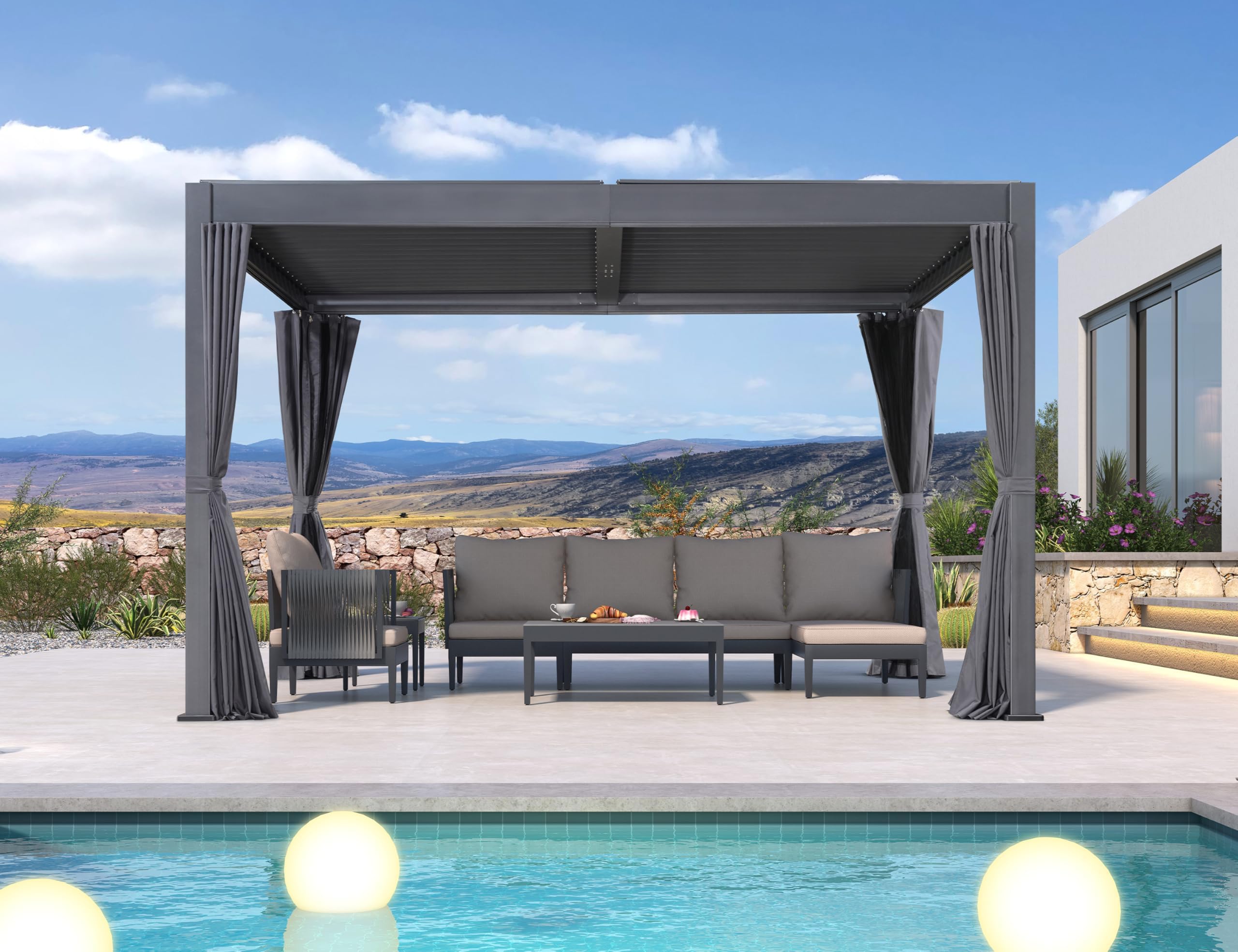 Amazon.com: MIRADOR 111DA Louvered Pergola, 10Ft x 13Ft, Double ...