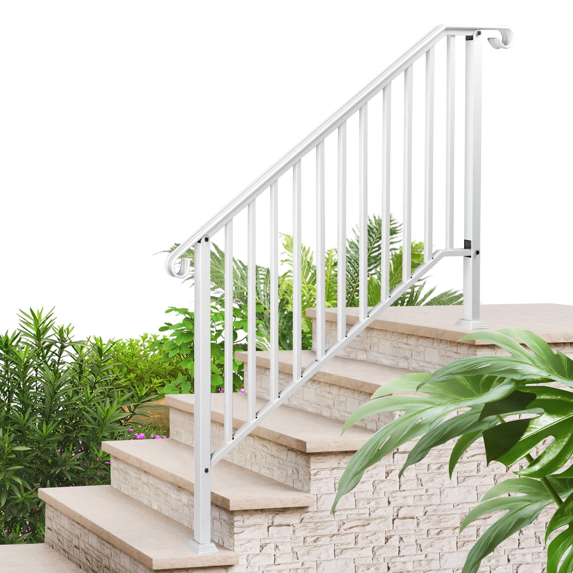 Snapklik.com : 5 Step Handrails For Outdoor Steps, Wrought Iron Stair ...