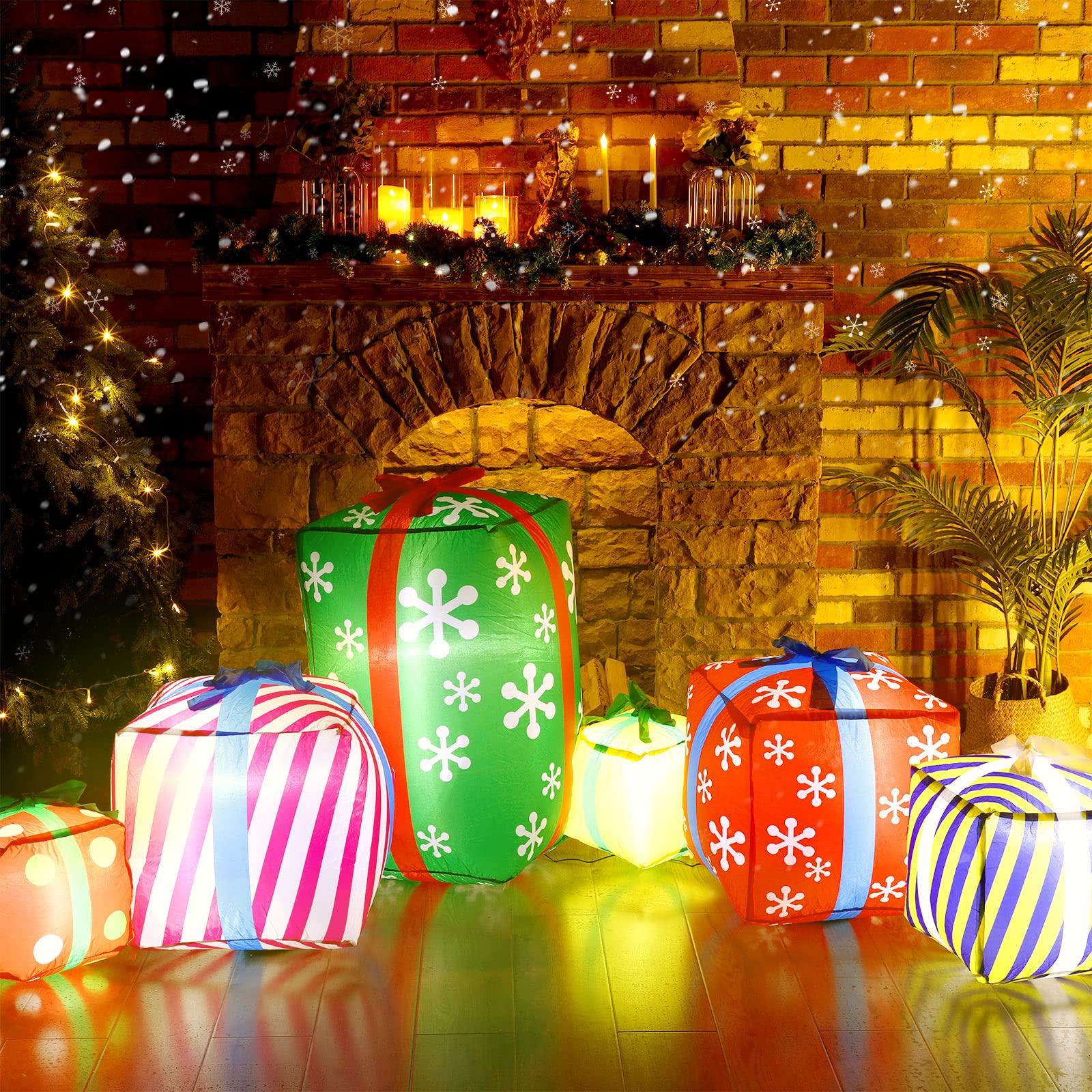 Vinsot ft Long Christmas Inflatable Gift Boxes with LED Lights Outdoor ...