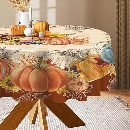 Amazon.com: Cusugbaso Thanksgiving Round Tablecloth 70 inches ...