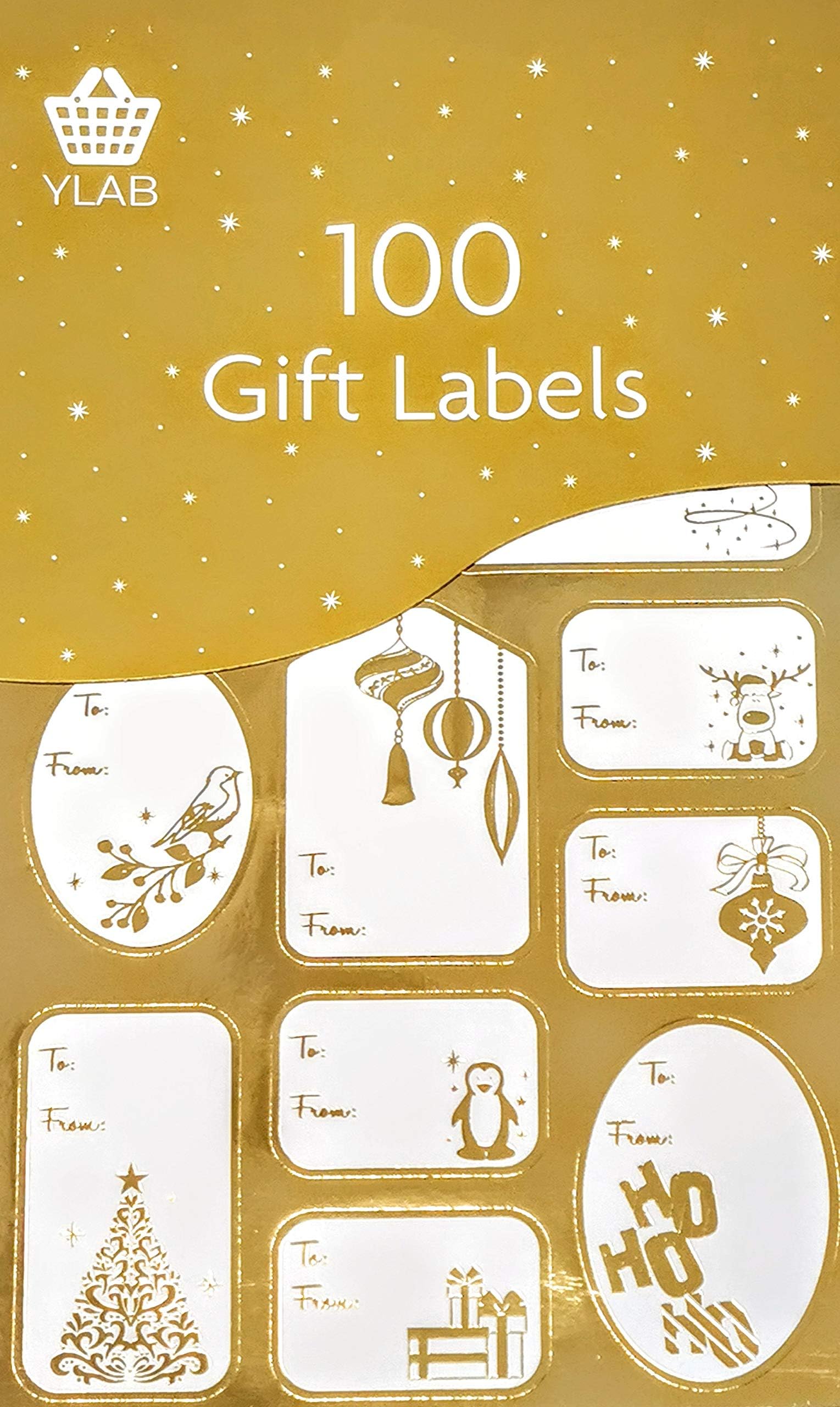 Christmas Gold Foil Gift Labels / Stickers - Book of 100 : Amazon.co.uk ...