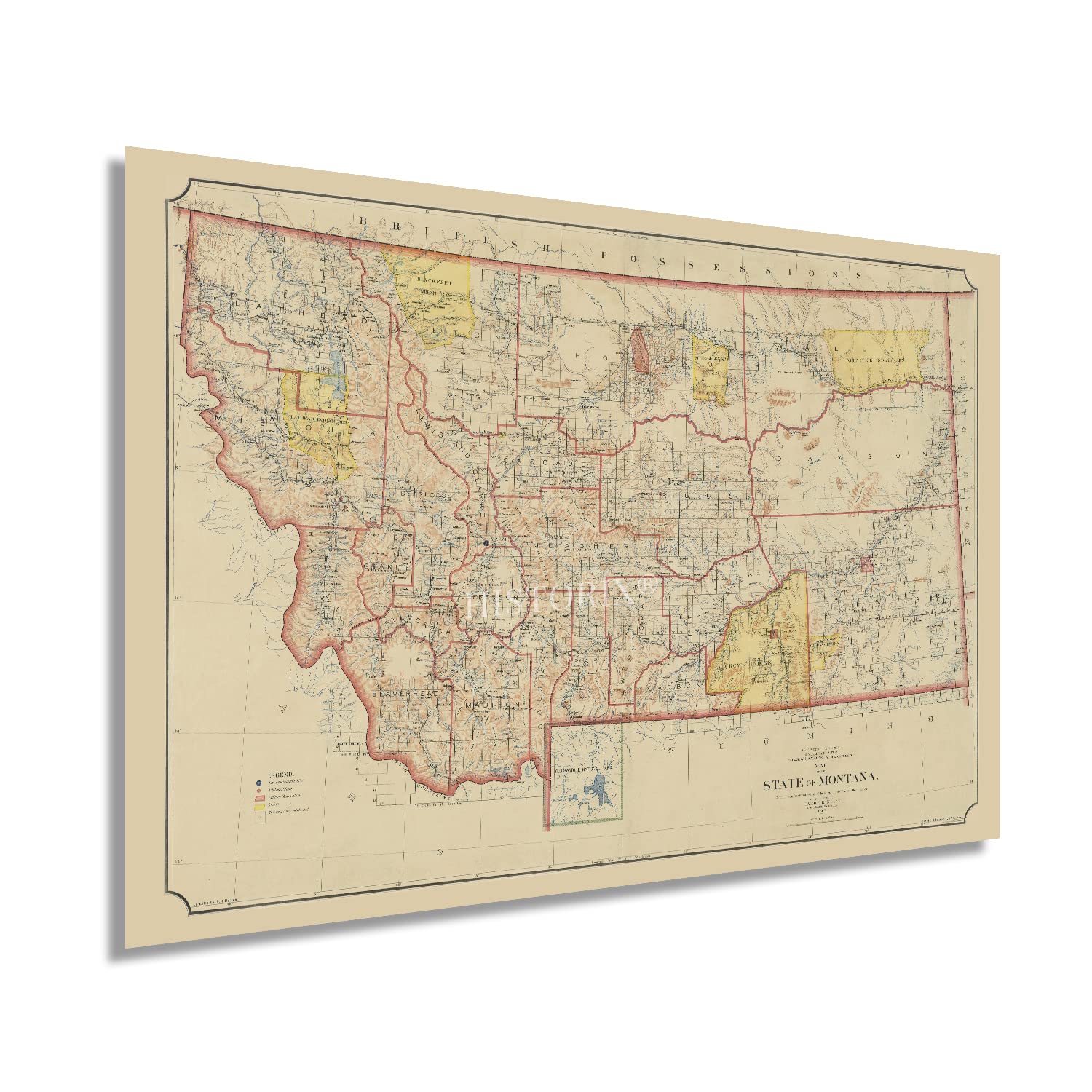Buy HISTORIX Vintage 1897 Montana - 24x36 Inch Vintage Montana - Old ...