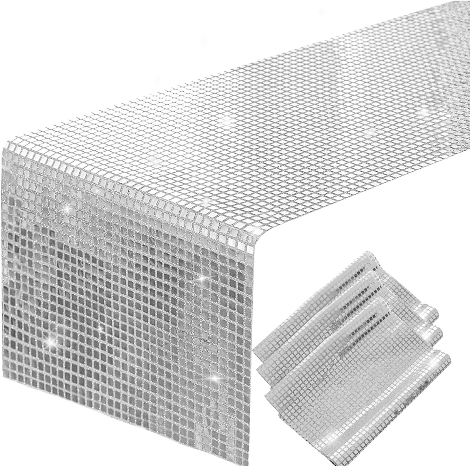 Amazon.com: 3Pcs 12 x 72Inchs Silver Table Runner,Silver Sequin Glitter ...