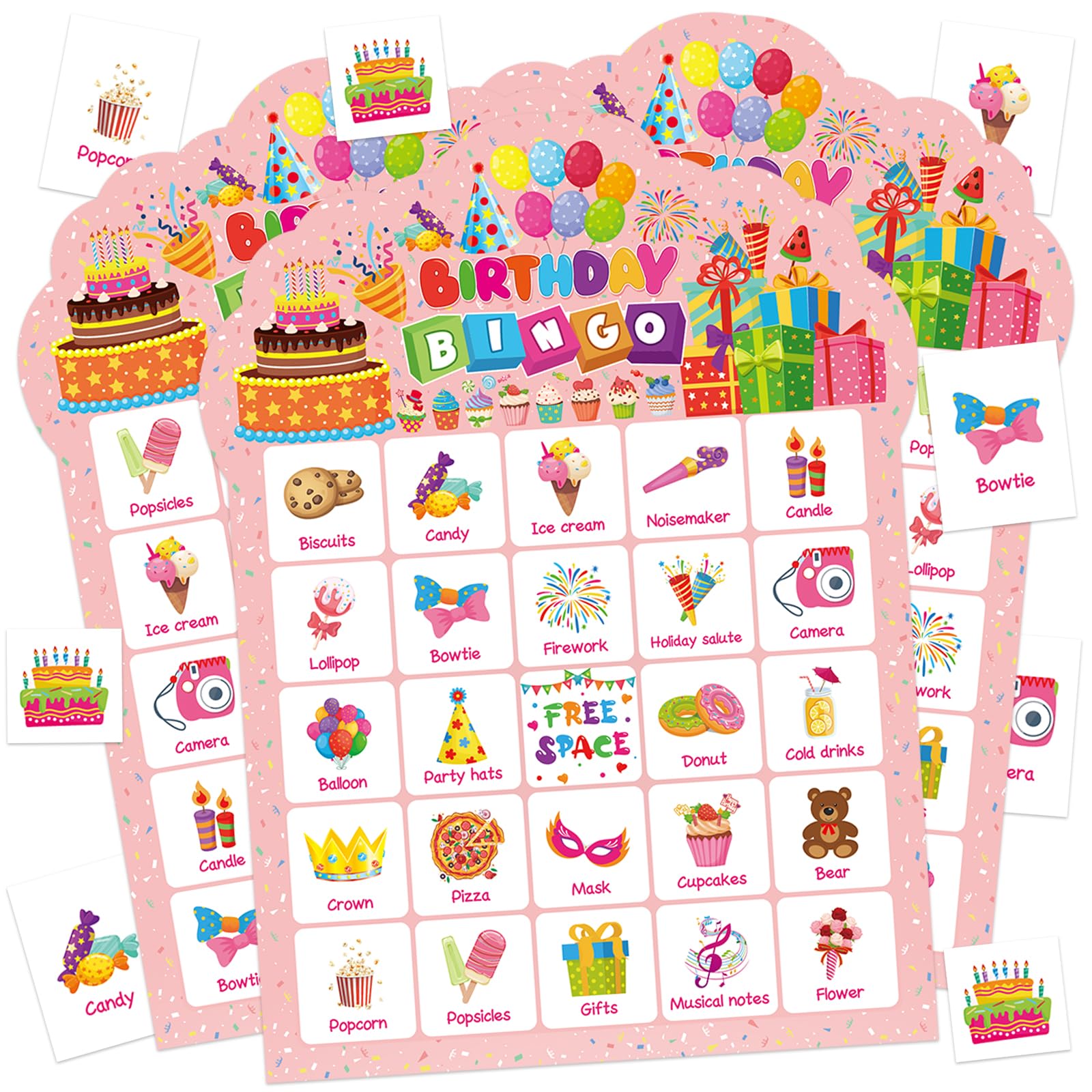 Snapklik.com : Birthday Bingo Game Cards, 24 Players Birthday Bingo ...