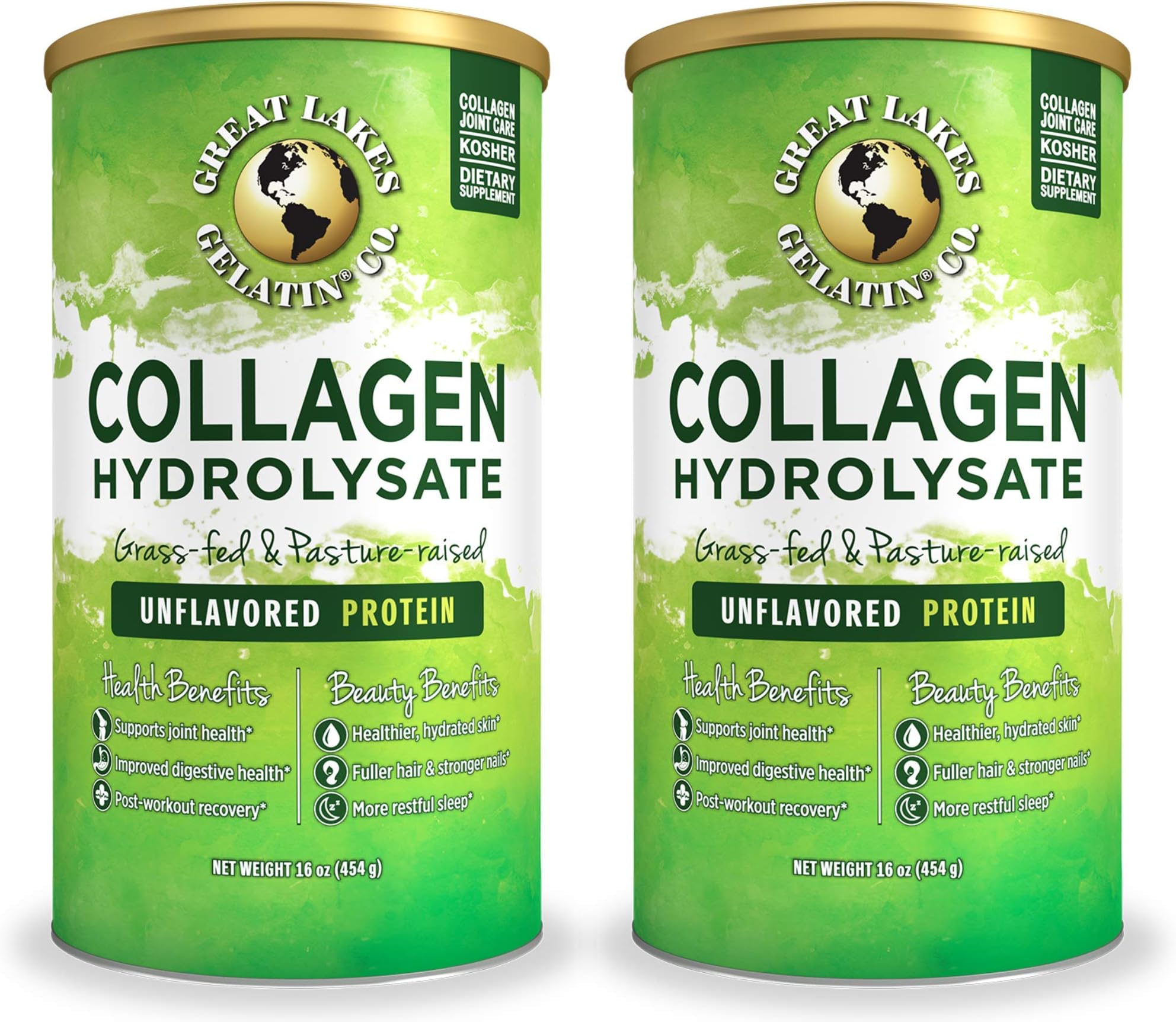 Amazon.com: Great Lakes Gelatin, Collagen Hydrolysate, Kosher, 16 oz. 2 ...