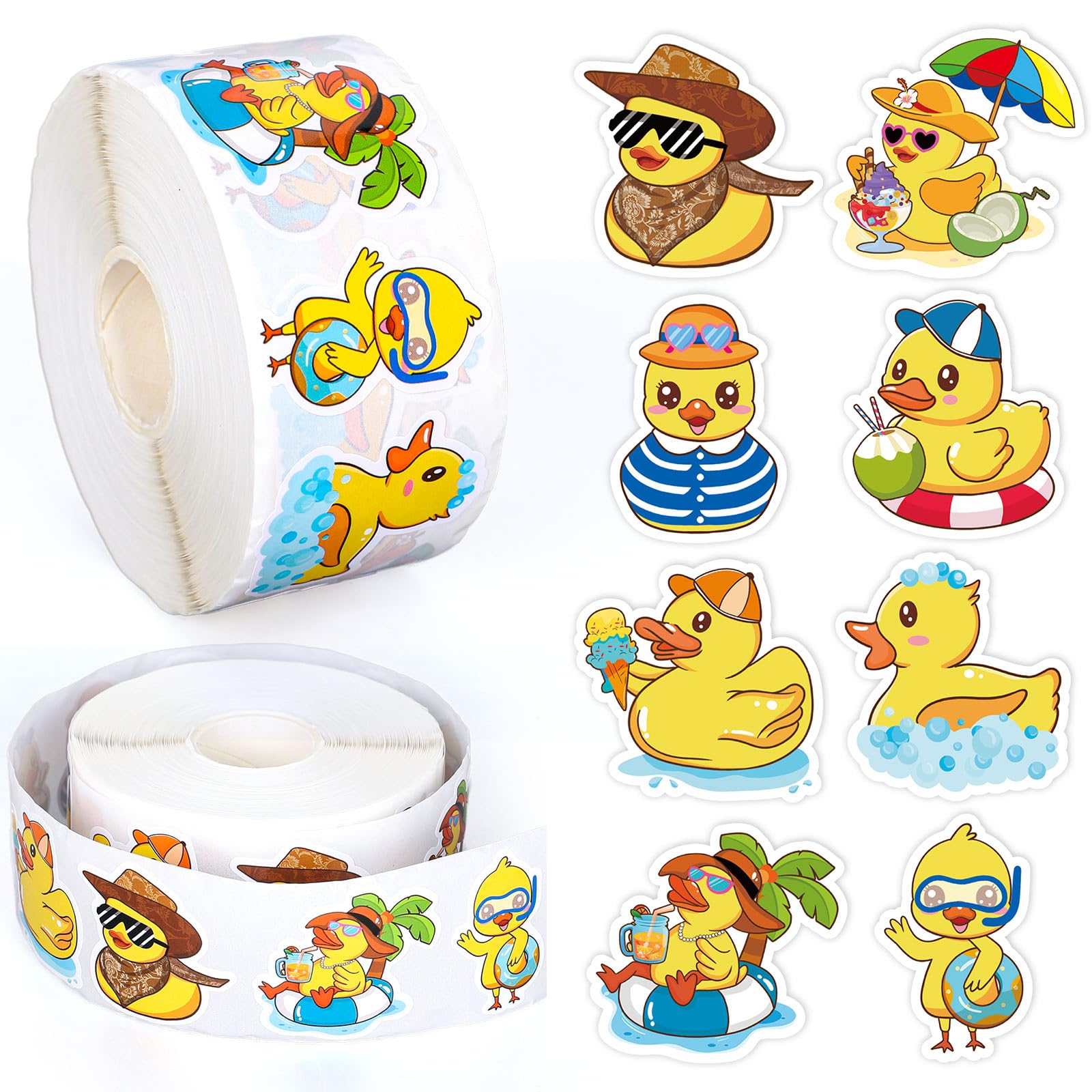 Whaline 1000Pcs Summer Rubber Duck Attendance Stickers For