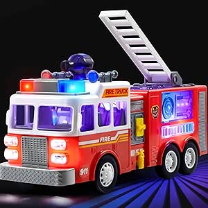 Amazon.com: JOYIN Toddler Fire Truck Toy - LED Projections & Sirens ...