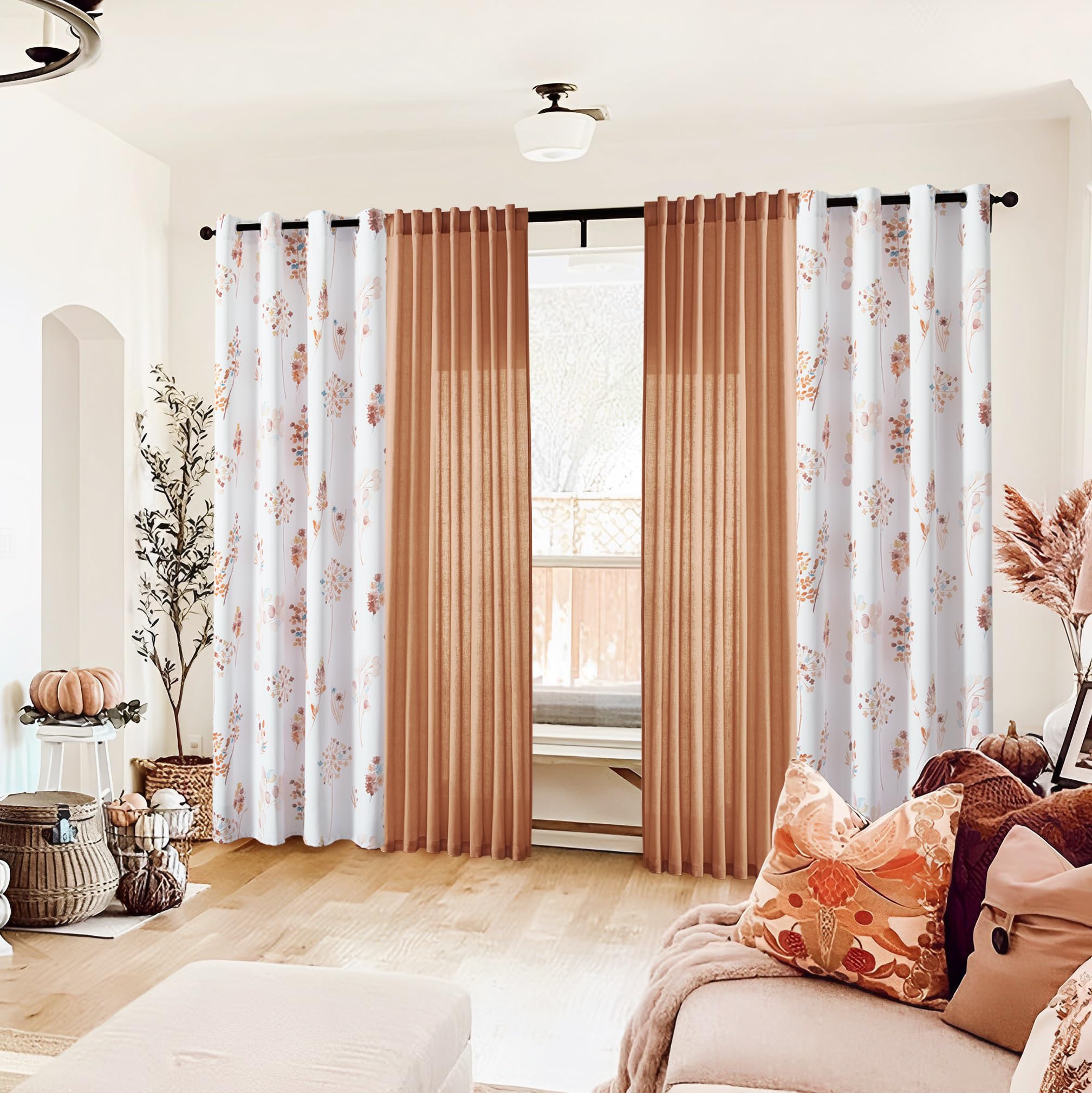Rust Blue For Living Room Curtains EISMOURAH Designer Heavy Embossed