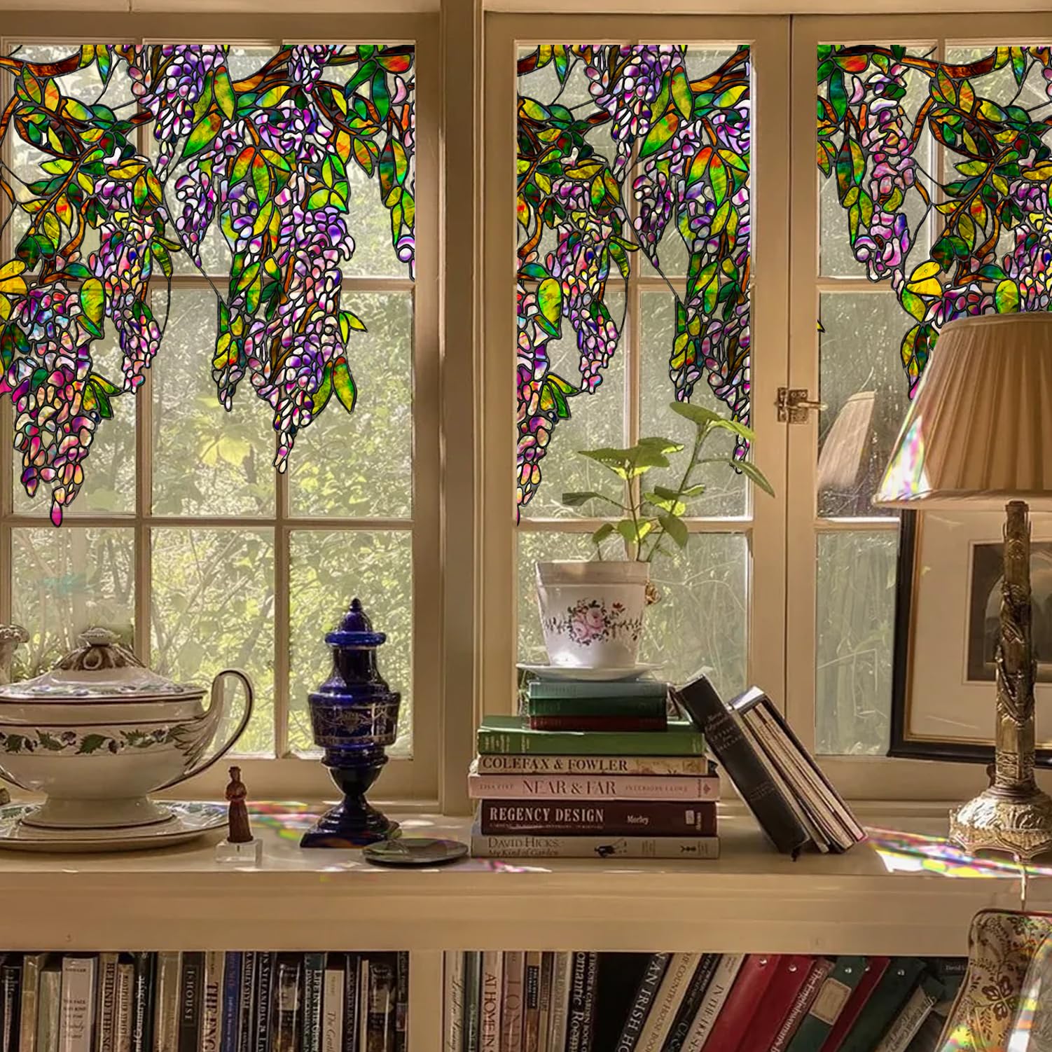 Amazon.com: ChicSkin Original Hand Drawn Wisteria Stained Glass Window ...