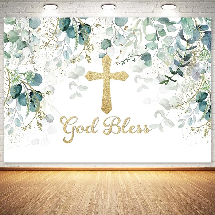Buy GiuMsi 7X5FT Polyester God Bless Photography Backdrop Baptism First ...
