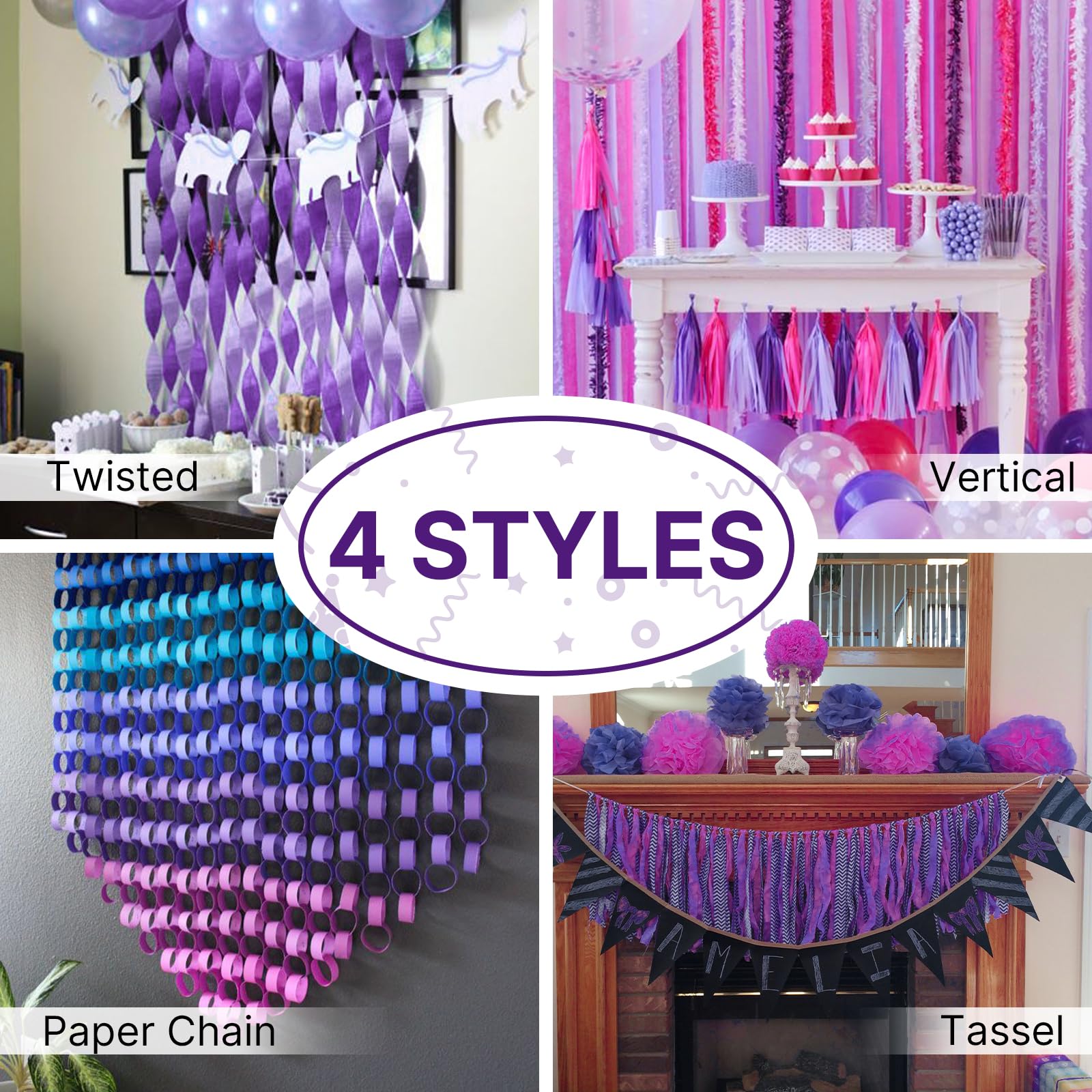 Snapklik.com : PartyWoo Purple Crepe Paper Streamers 10 Rolls 820 Ft ...
