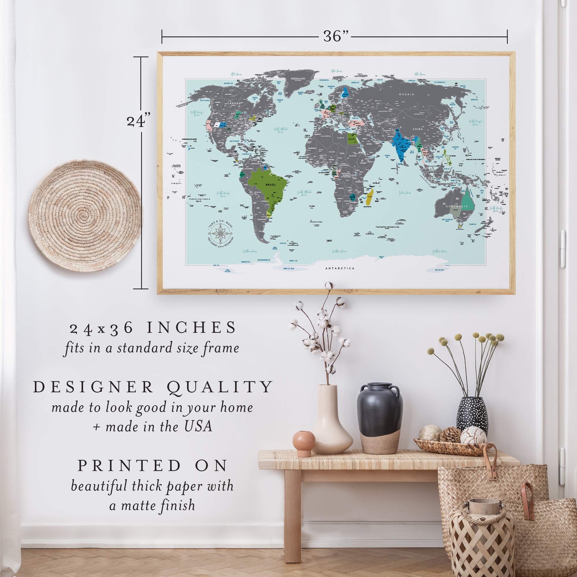 Buy World Map Poster | Largest World Map for Wall | 24x36 inch Map ...