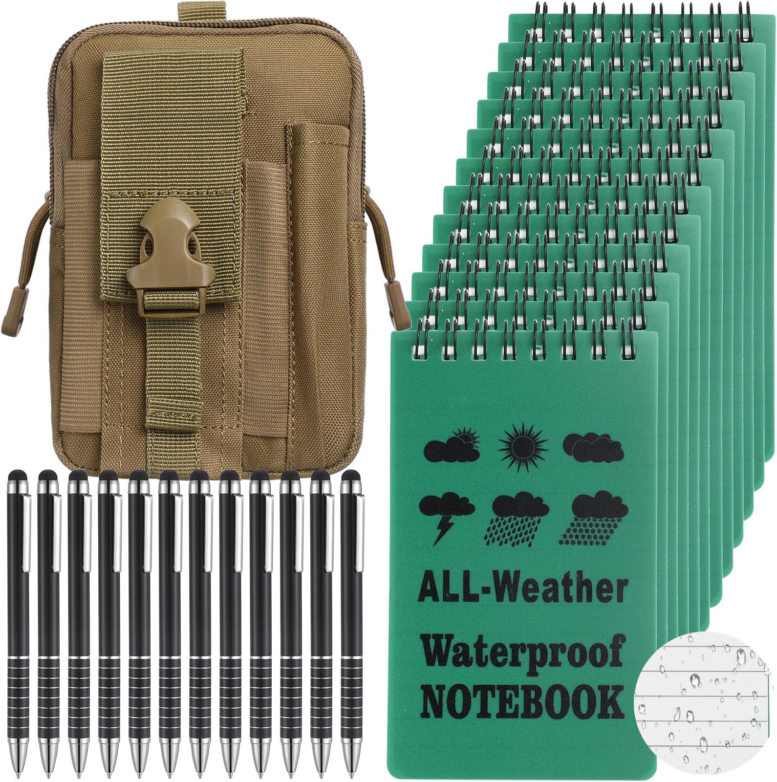 Amazon.com : Gueevin 25 Pcs Waterproof Notebook and Pen Kit: 12 Weather ...