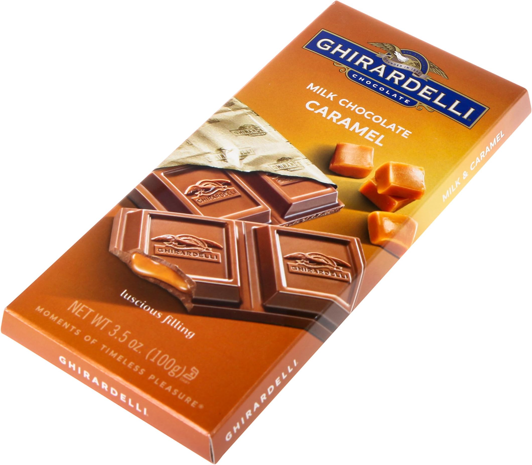 Amazon.com : GHIRARDELLI Milk Chocolate Bar with Caramel Filling, 3.5 ...