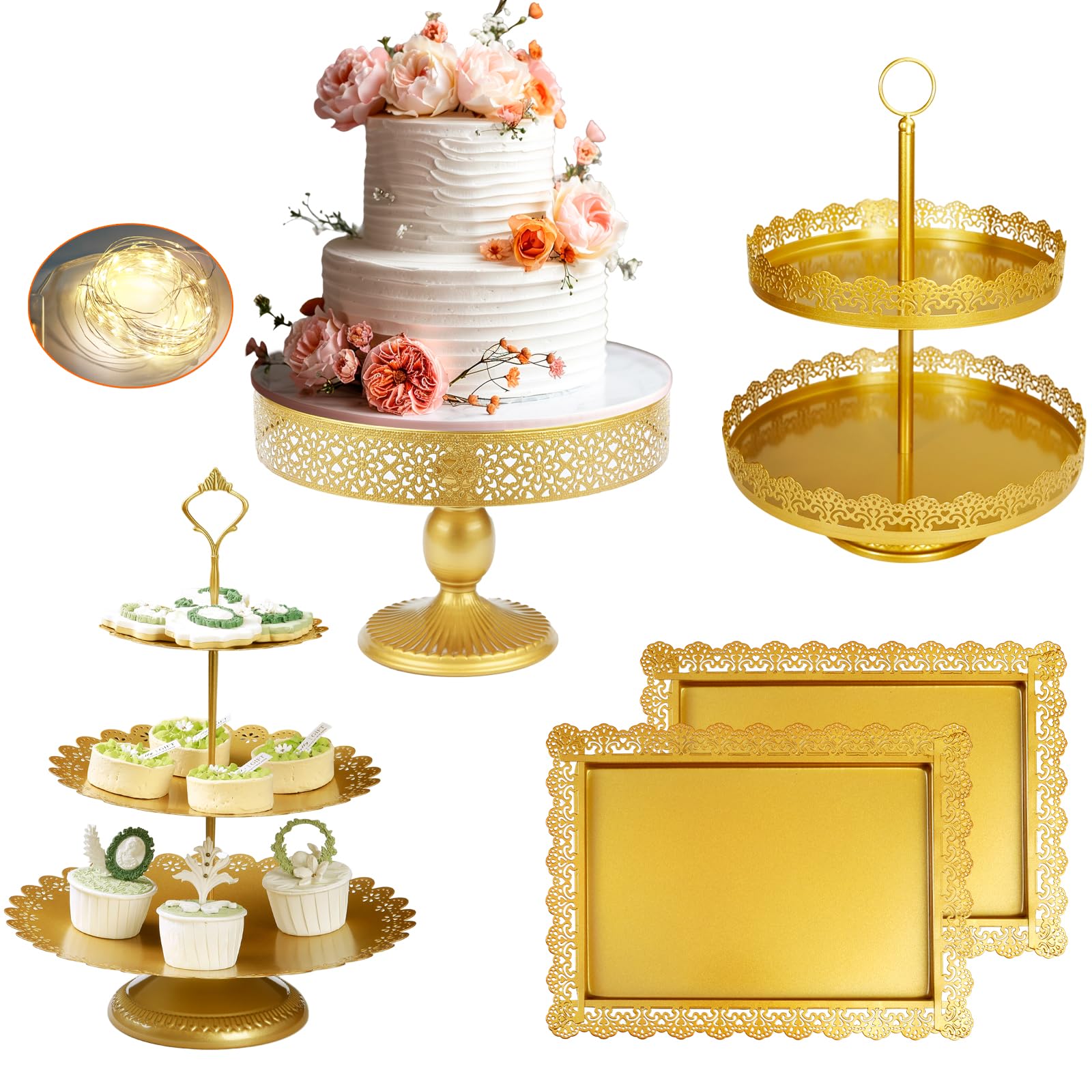 Snapklik.com : 12 Inch Cake Stand, 2/3-Tier Cupcake Stand, Rectangular ...