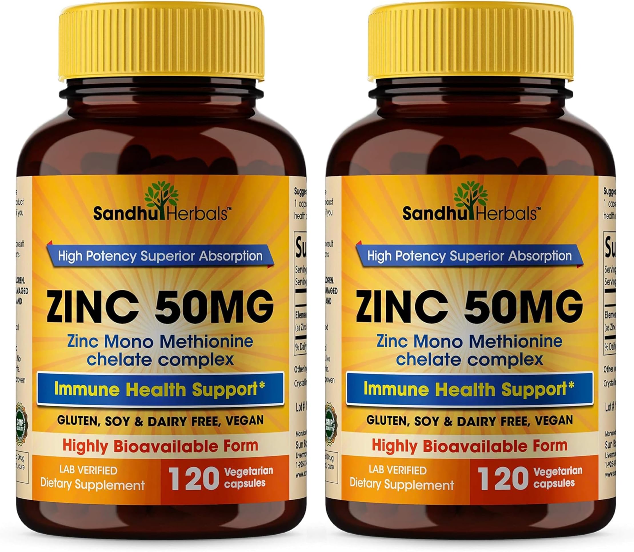 Amazon.com: Sandhu Herbals Zinc 50mg Supplement for Men & Women| High ...