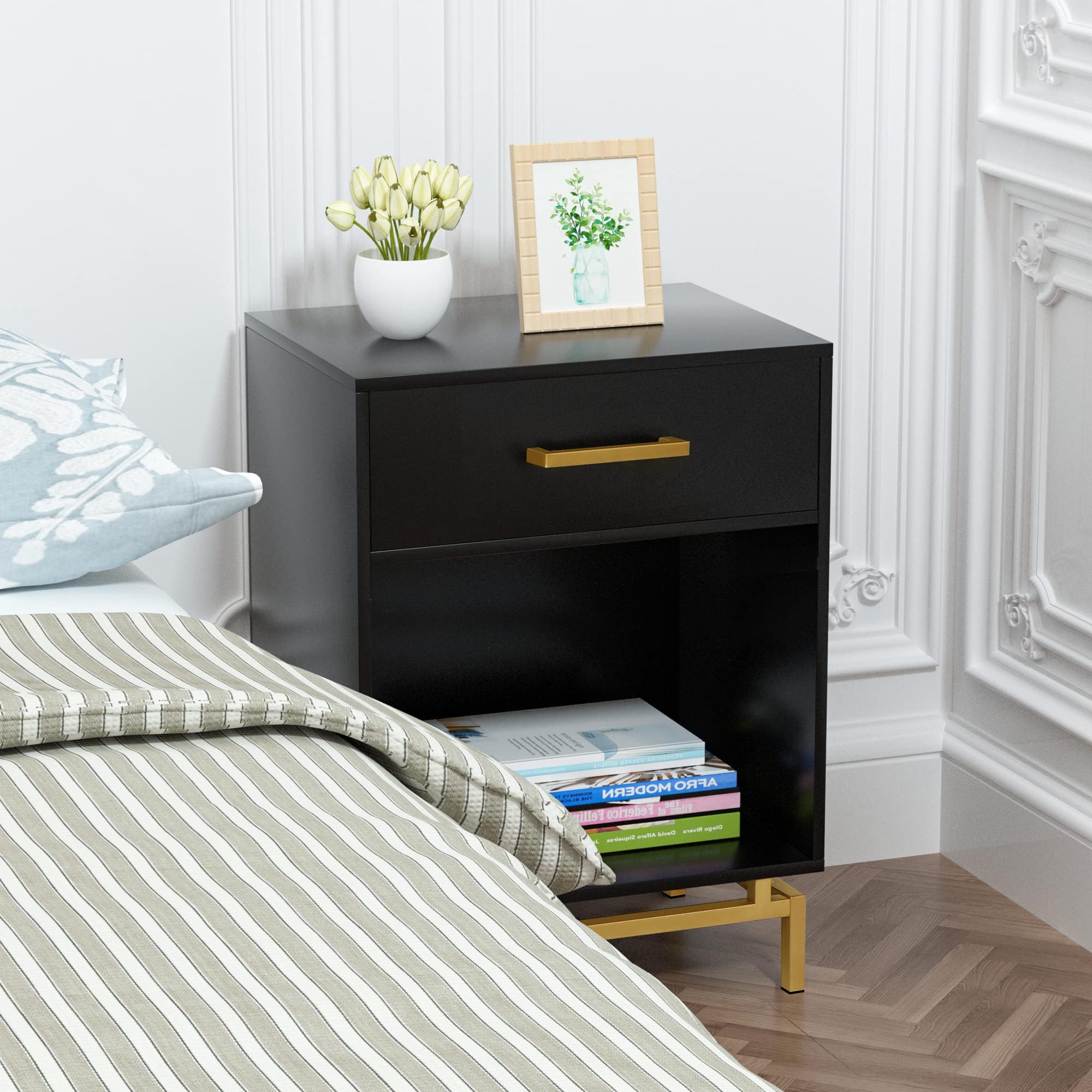 Amazon.com: Walker Edison Olivia Modern 2-Drawer Rectangle Nightstand ...