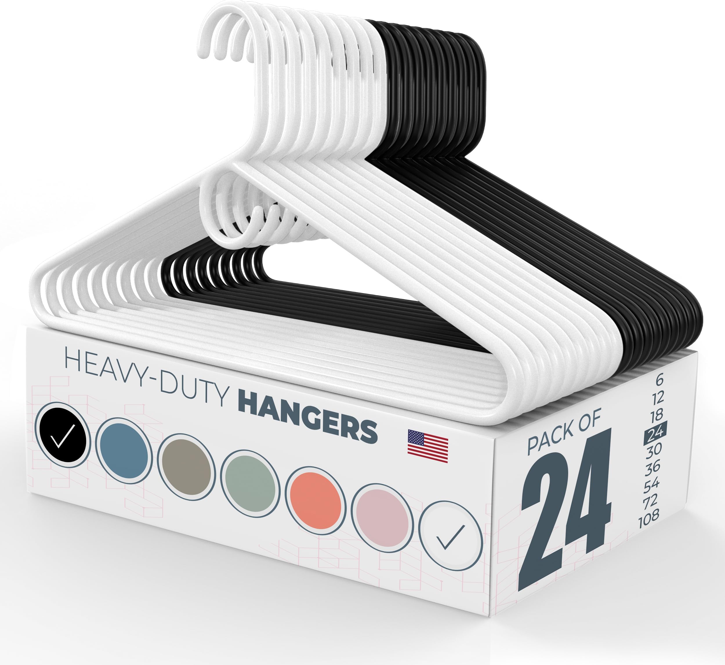 Amazon.com: Made in USA Heavy Duty Plastic Clothes Hangers Bulk, 20 30 ...