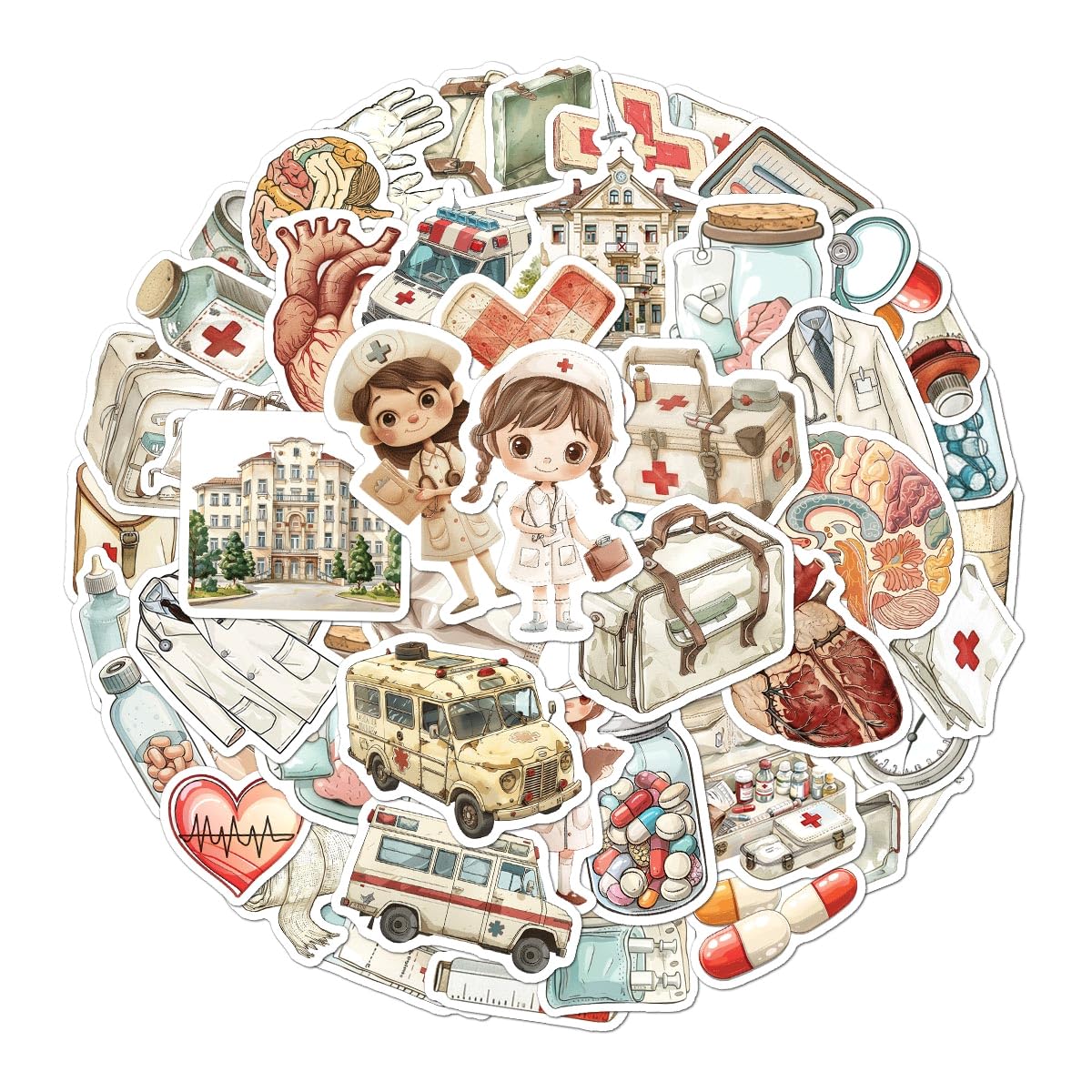 Amazon.com: Pack 50 Pcs Nurse Medical Stickers for Water Bottles Funny ...
