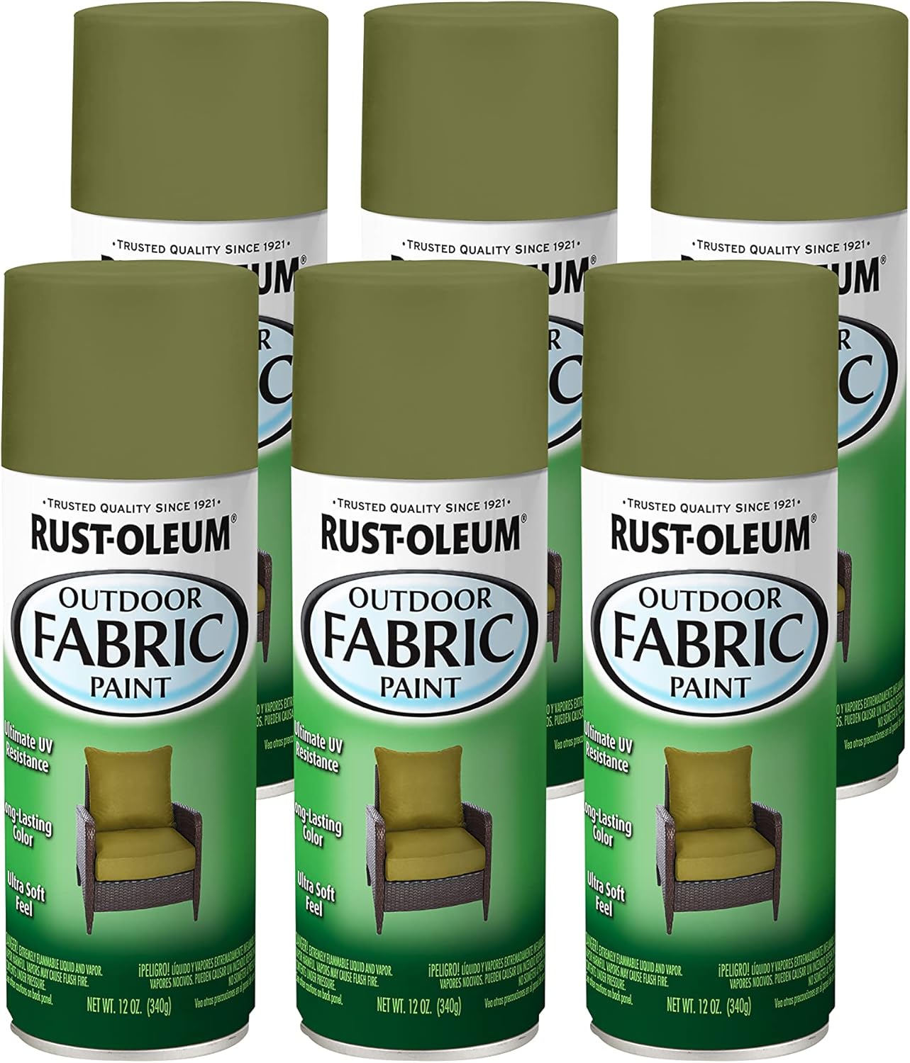 Rust Oleum 358833 6PK Outdoor Fabric Spray Paint 12 Oz Olive Green 6 rust-oleum-358833-6pk-outdoor-fabric-spray-paint-12-oz-olive-green-6