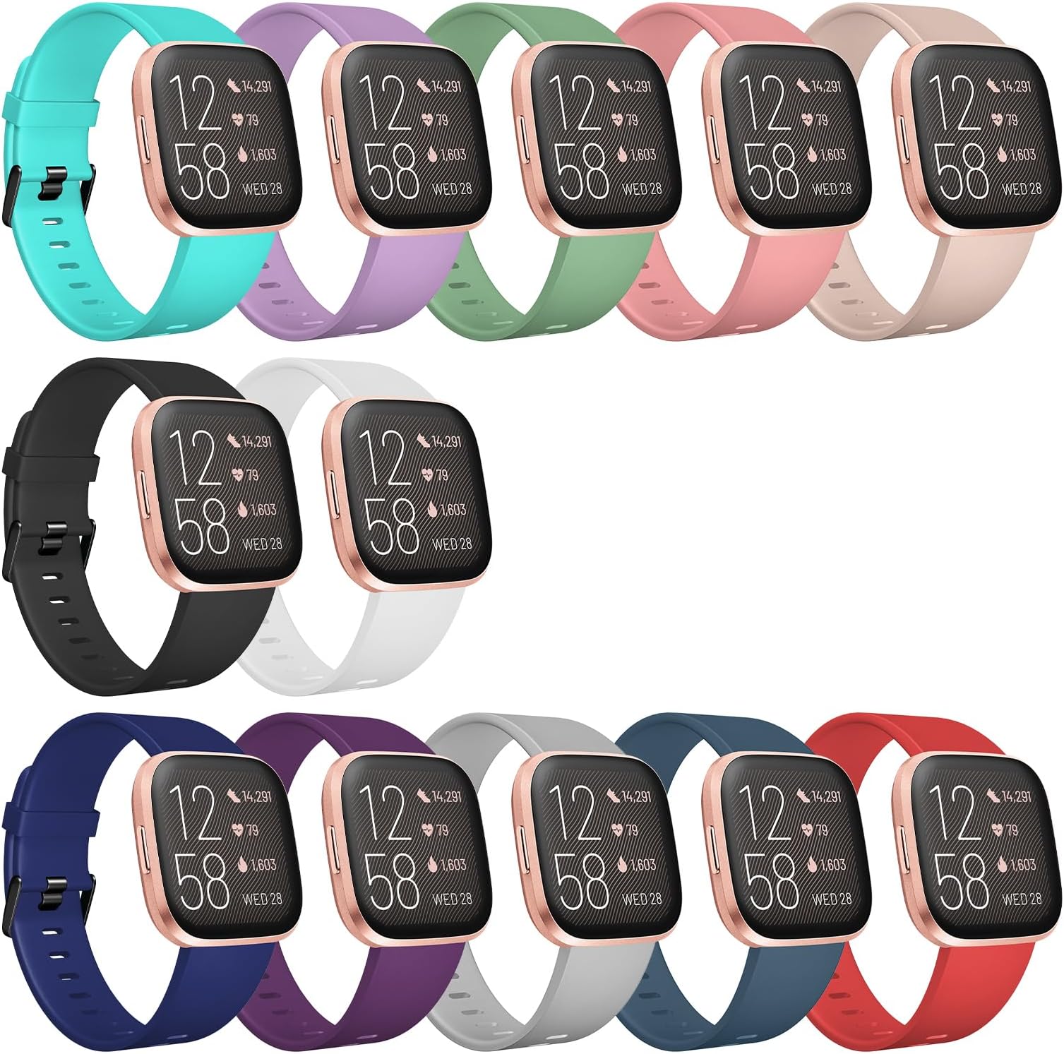 Amazon.com: 6 Pack Sport Bands Compatible with Fitbit Versa 2 / Versa ...