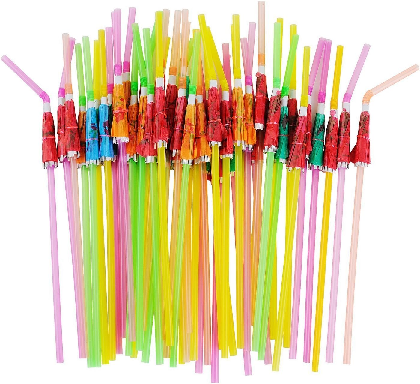 Amazon.com: YGDZ 100pcs Umbrella Straws Fruit Straws, Disposable Luau ...