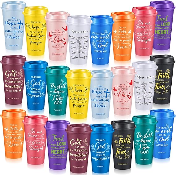 Amazon.com | FillTouch 24 Pcs Christian Cups Bulk for Women, Church ...
