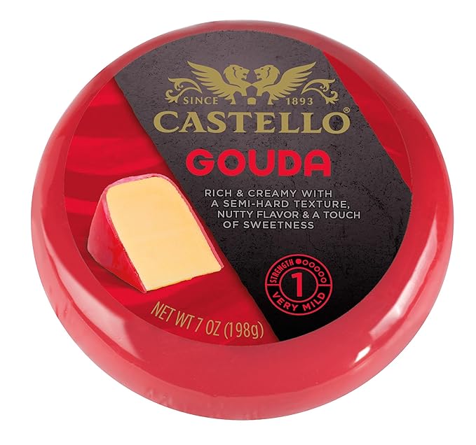 Amazon.com: Castello Gouda Cheese Red Wax Round, 7 oz : Grocery ...