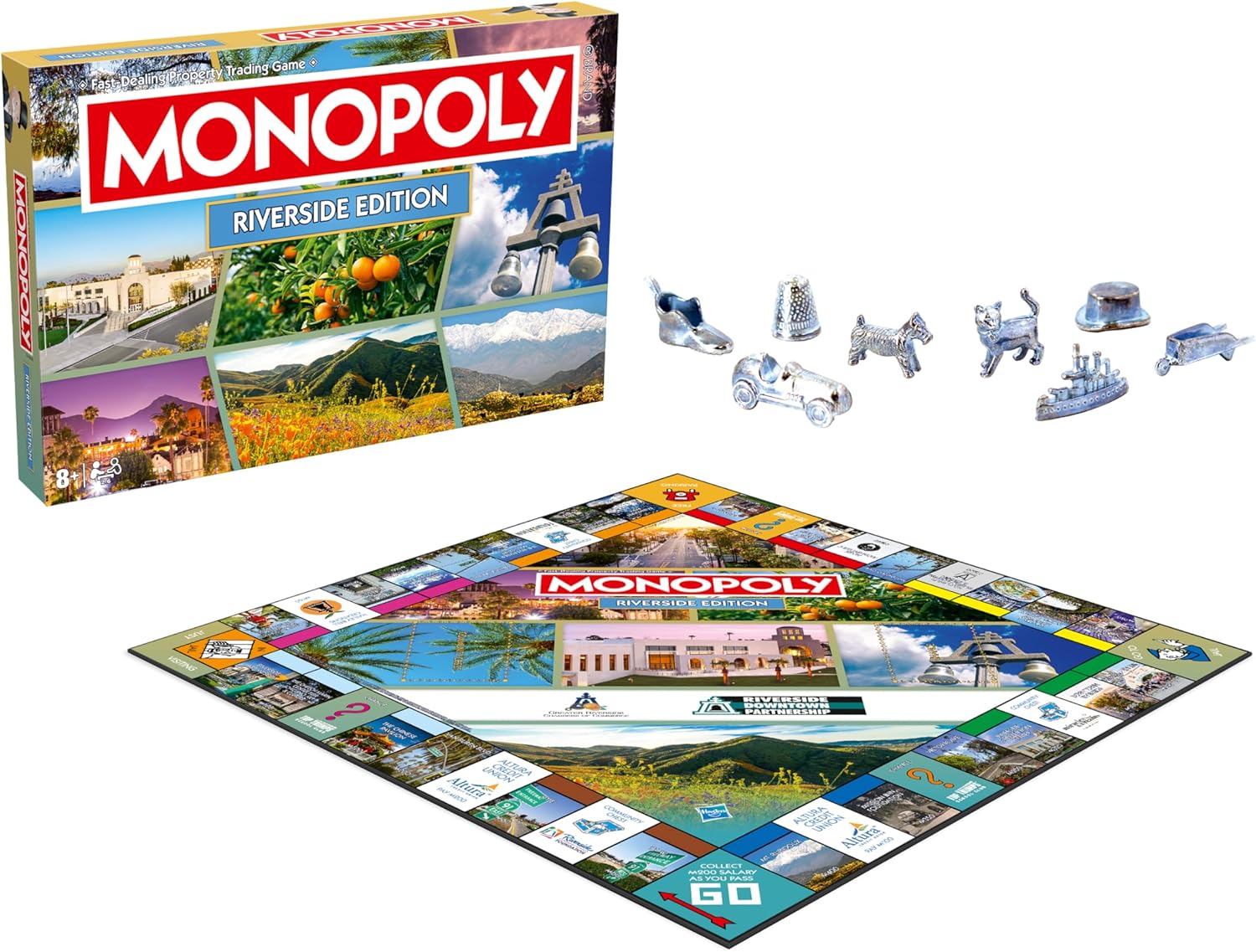 Amazon.com: Monopoly Board Game Riverside CA Edition : 2-6 Players Family Board Games for Kids ...