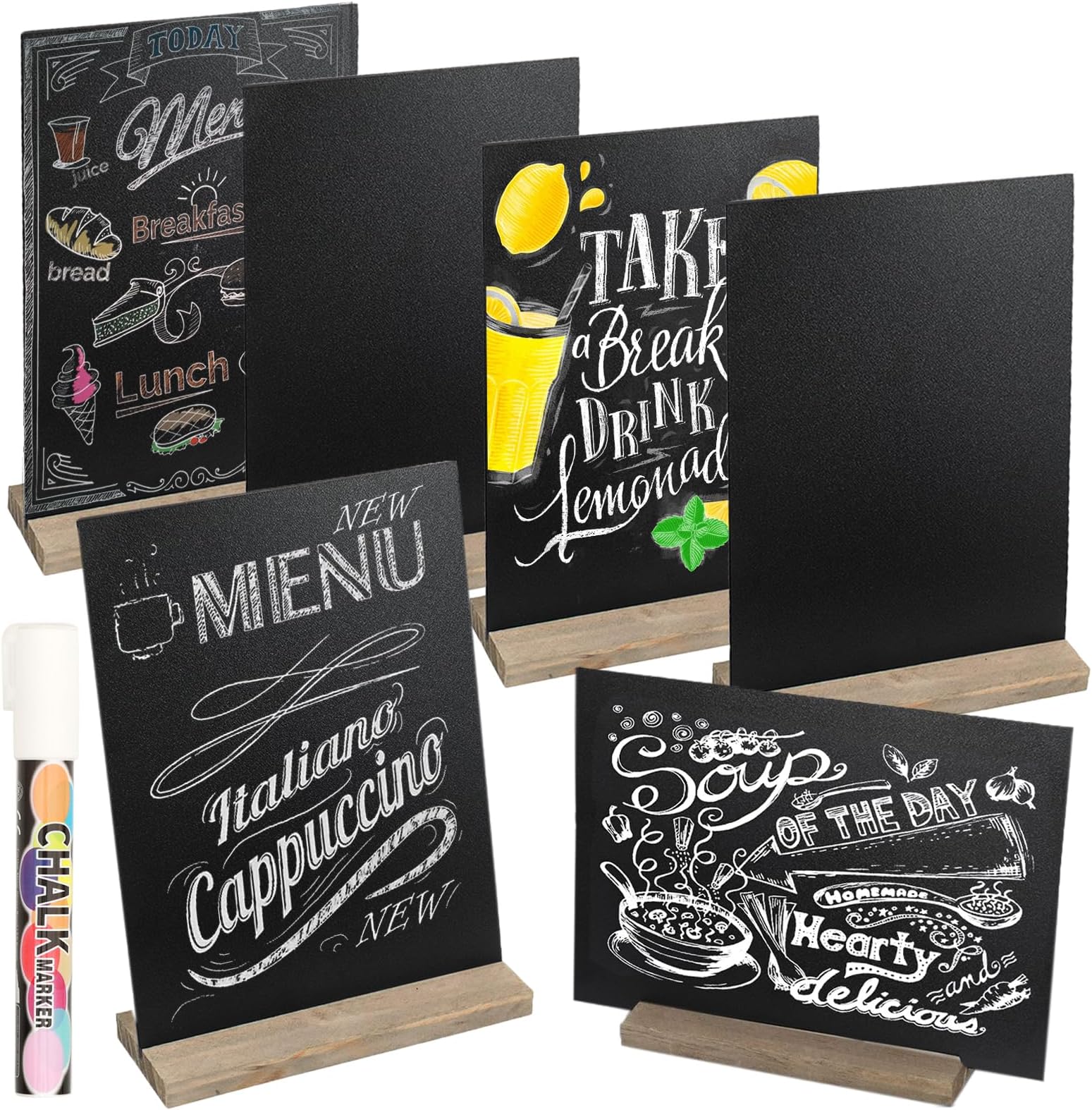 Amazon.com : NVAAV Vintage Wooden Mini Chalkboard Signs - Set of 6 | 6 ...