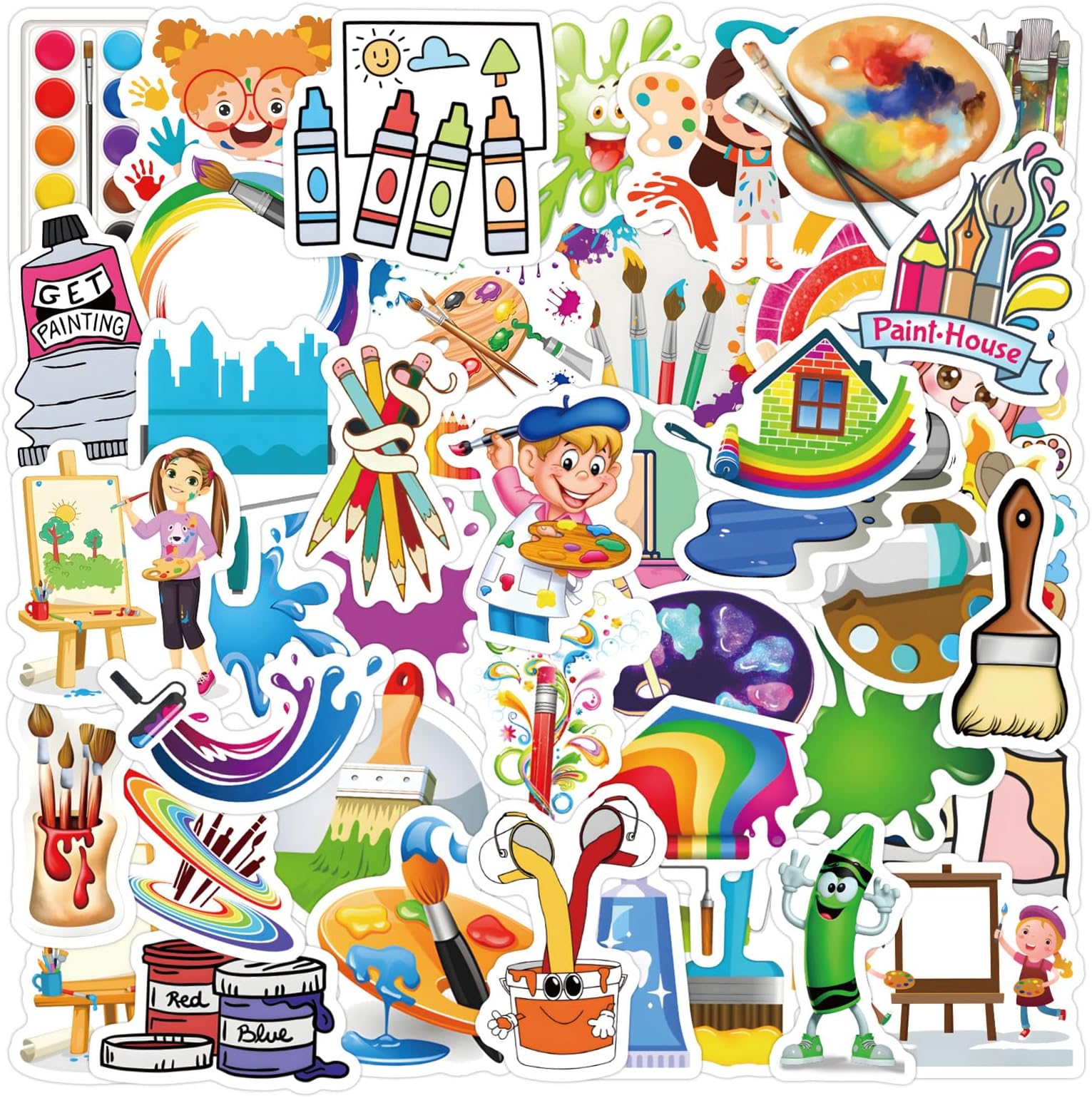 Amazon.com: 120Pcs Art Painting Stickers Paint Palette Stickers Paint ...