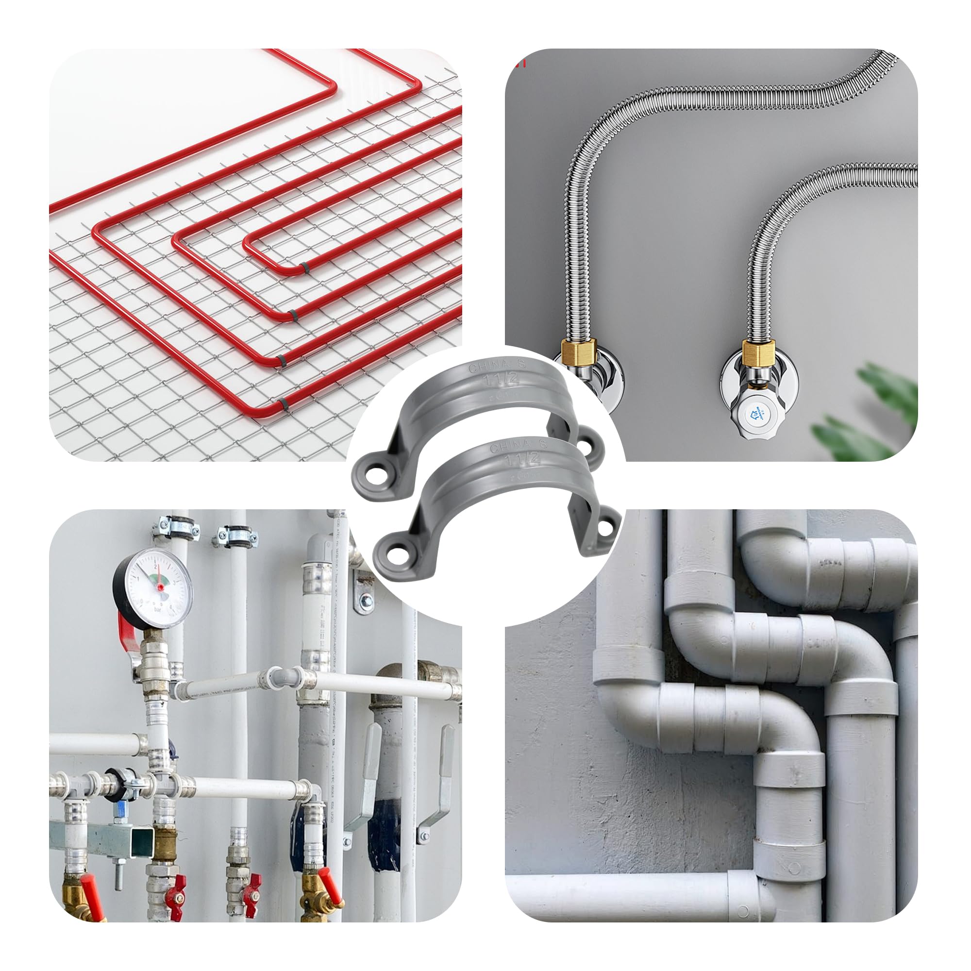 Snapklik.com : 15PCS 1 1/2 Inch PVC Pipe Straps, Plastic Pipe Clamps, 2 ...