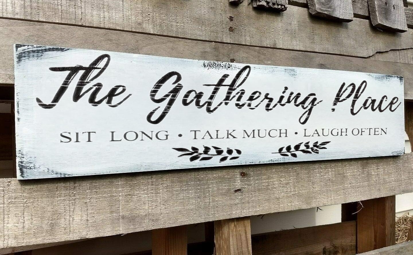 Amazon.com: Gather Sign Large Farmhouse Kitchen Wall Sign Wooden Family ...