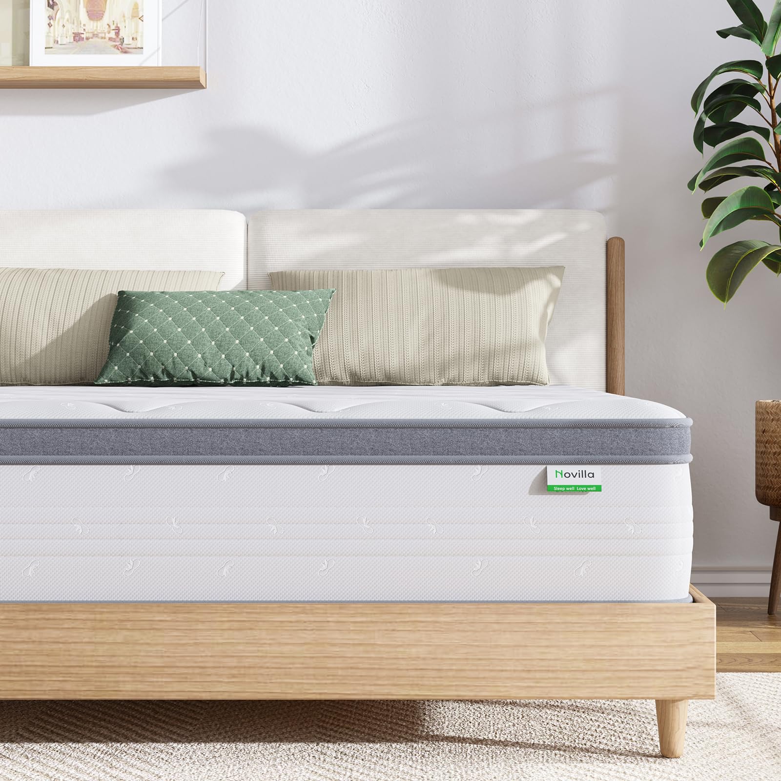 Novilla Double Mattresses 9.8 Inch Deep Pocket Sprung Mattress, 3-Zone ...