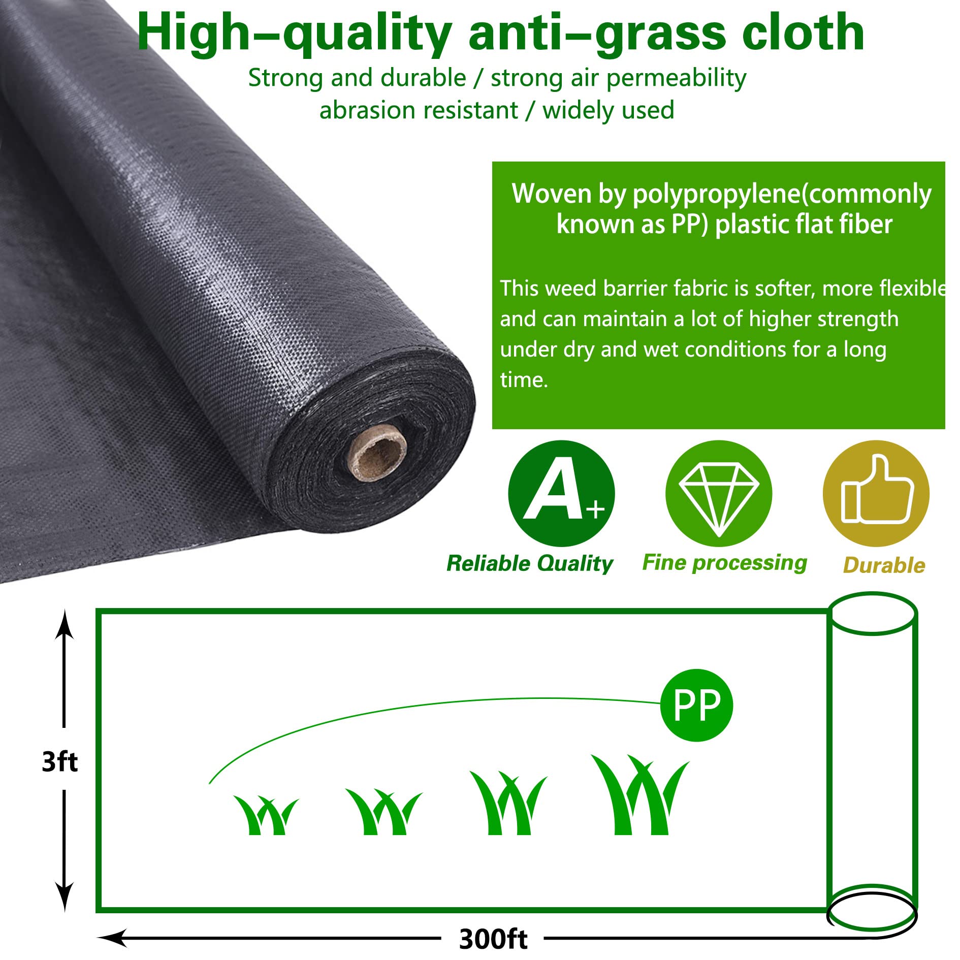 Snapklik.com : Elfinrm 4x300ft Weed Barrier Fabric Landscape, Long-Term ...