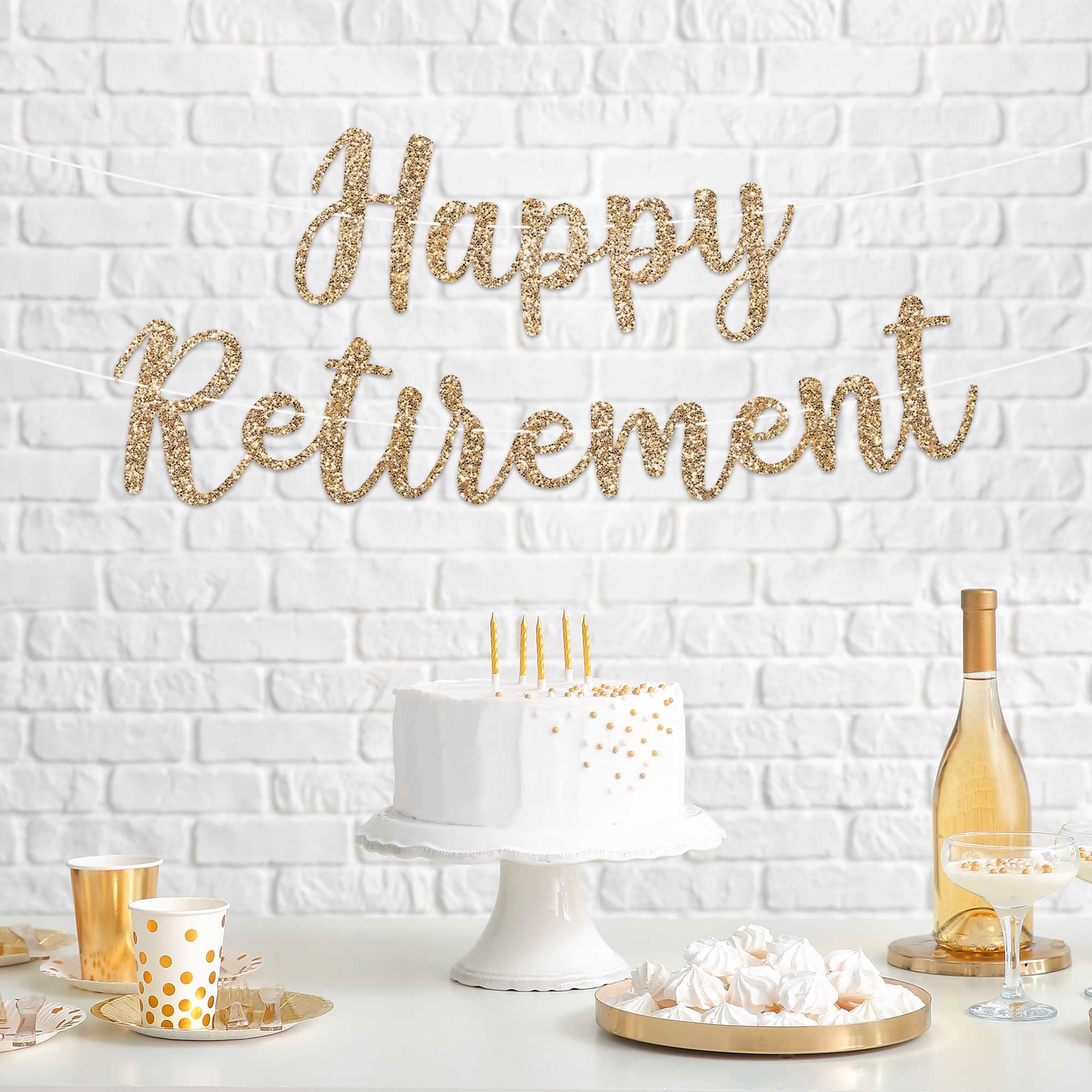 Retirement Decorations Printable Happy Retirement Banner Black Gold ...