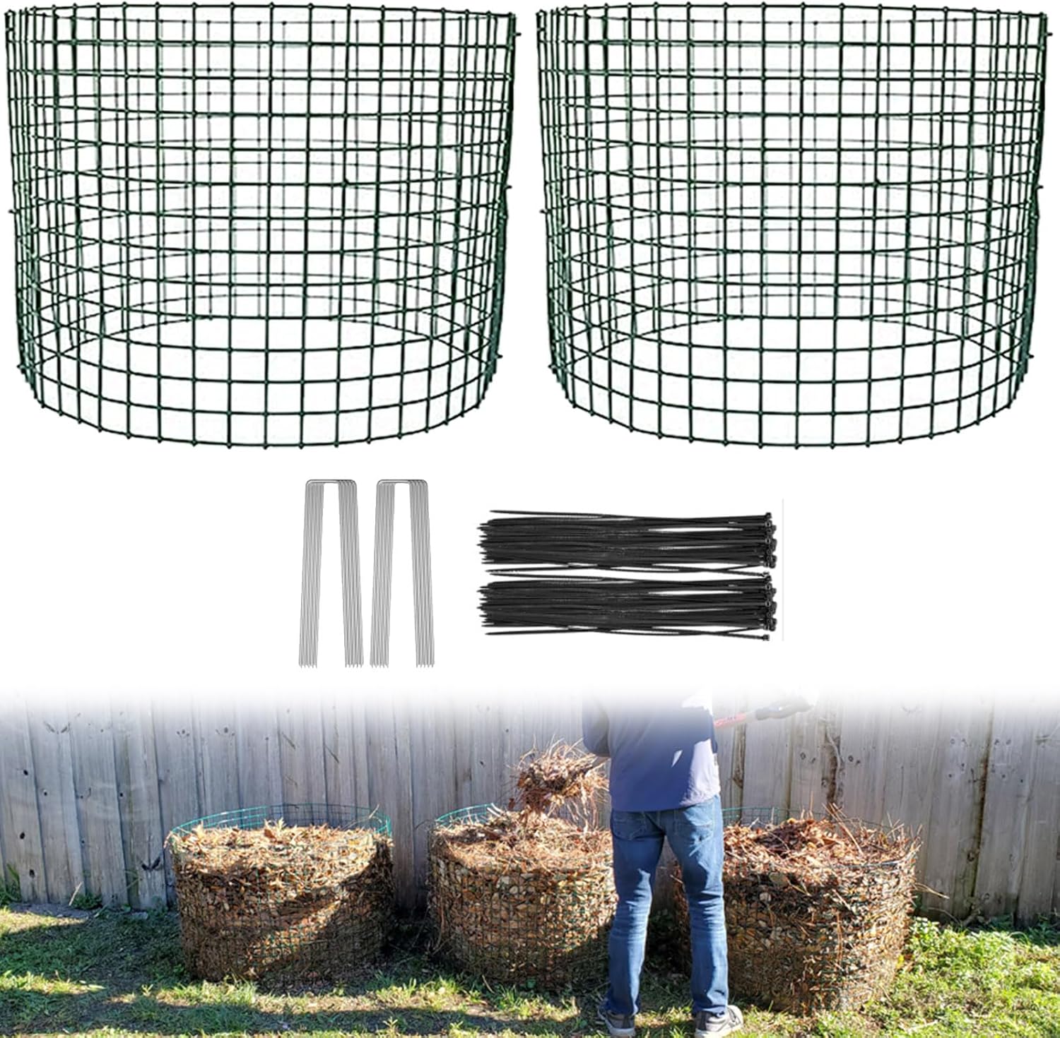 Amazon.com : Outdoor Compost Bin, 2Pcs Large Expandable Garden Wire ...