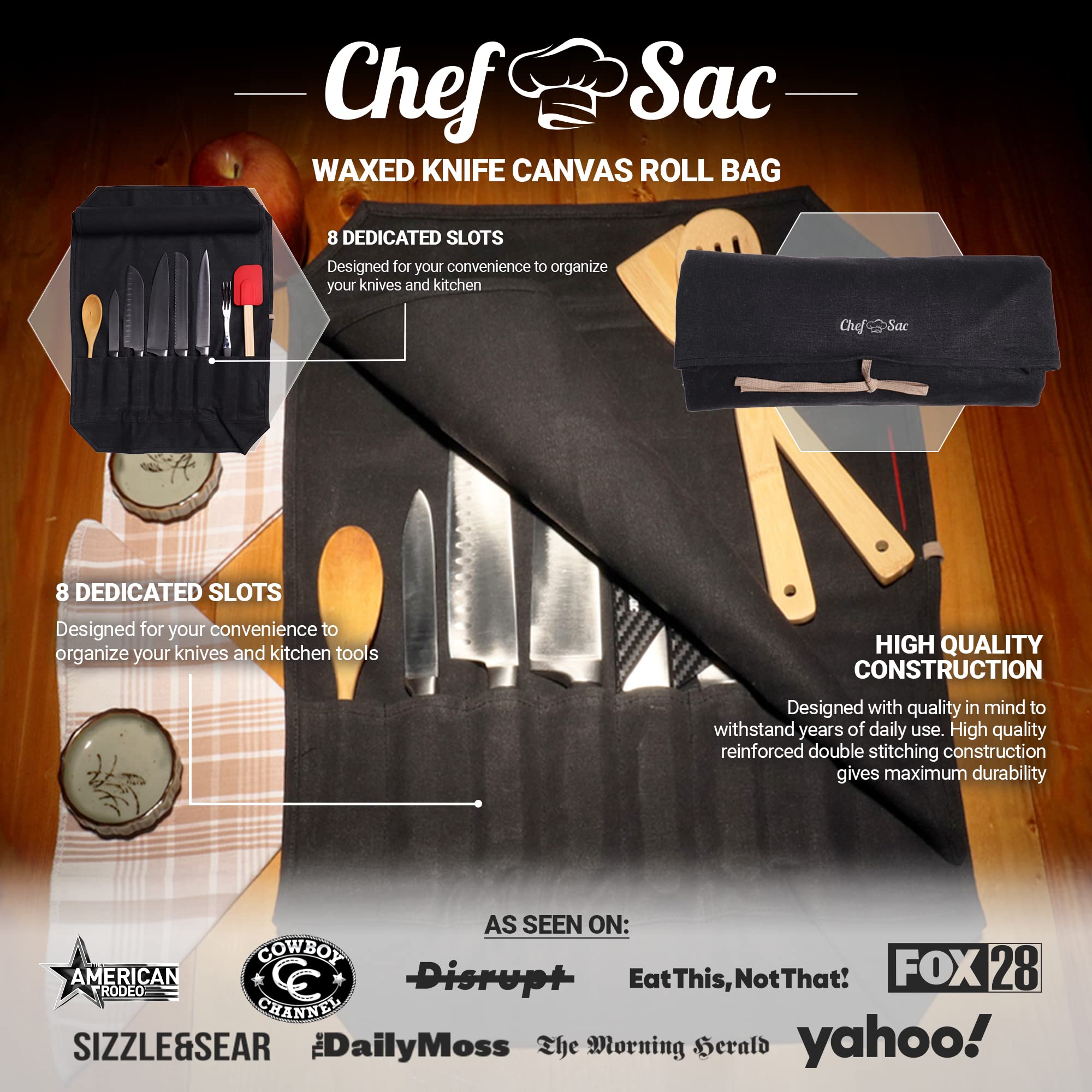 Snapklik.com : Chef Sac Chef Knife Waxed Canvas Knife Roll Bag 8 ...