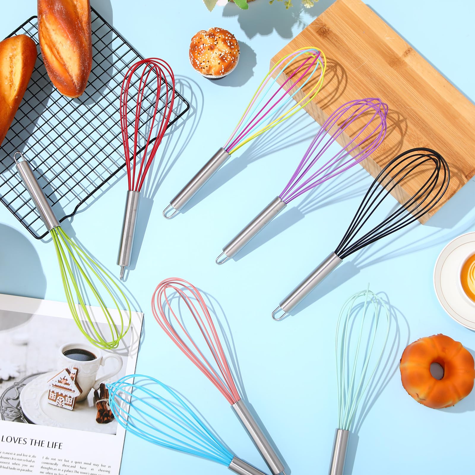 Snapklik.com : 16 Pcs 8 Inch Whisks Bulk For Cooking Silicone Whisks ...
