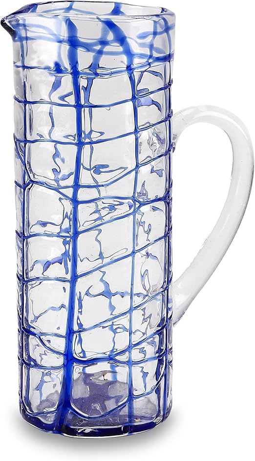 Amazon.com: Impulse Abstract Pitcher Blue Glass : Home & Kitchen