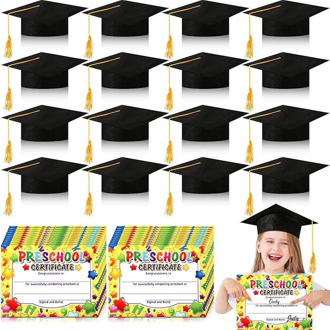 Amazon.com: 24 Pack Child Size Graduation Caps Set for Kids with ...