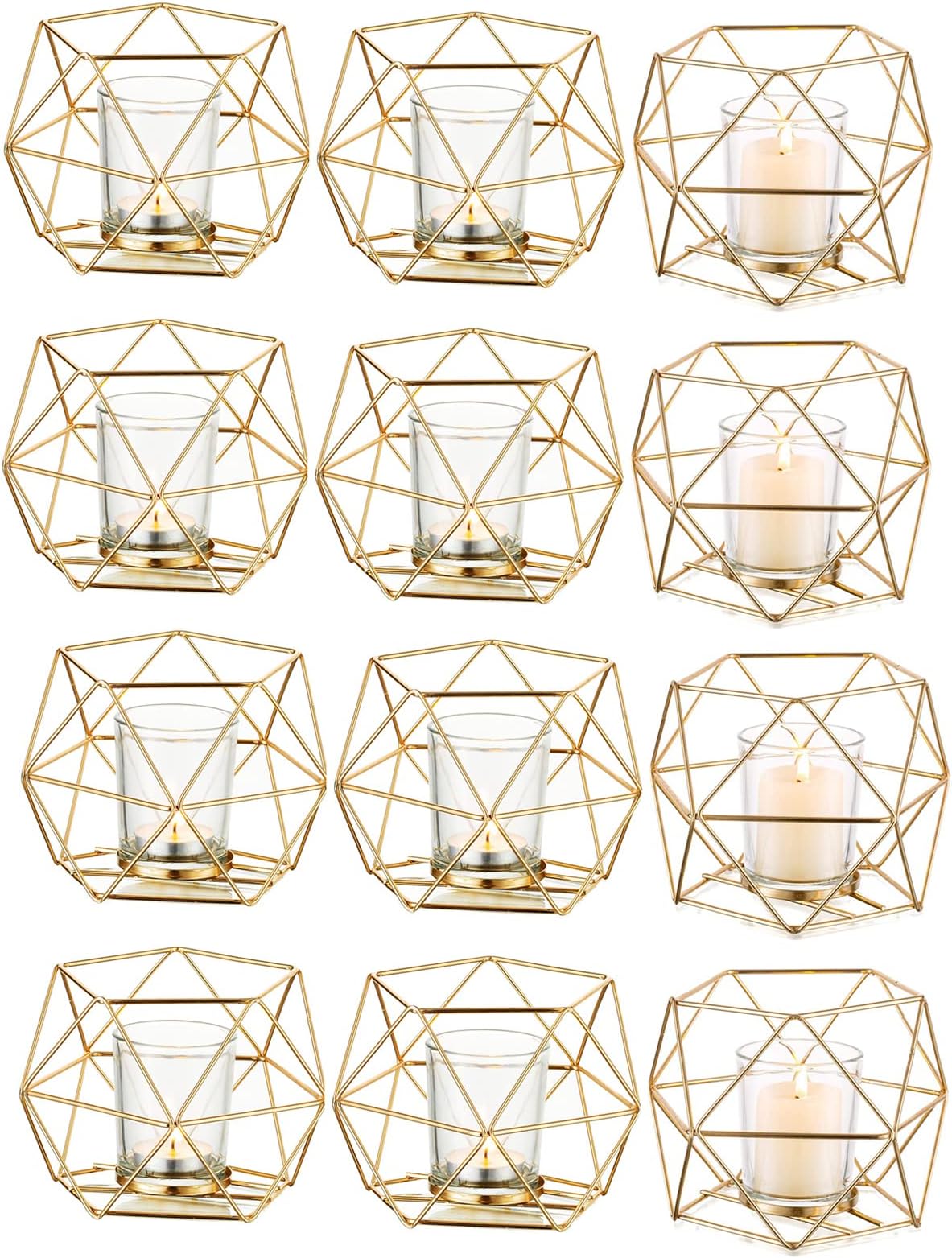 Amazon.com: Gold Metal Pentagon Tealight Candle Holder, Set of 12 ...