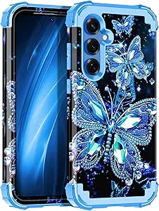 Amazon.com: Miqala for Galaxy S25 5G Case,Glow in The Dark Three Layer Heavy Duty Shockproof ...